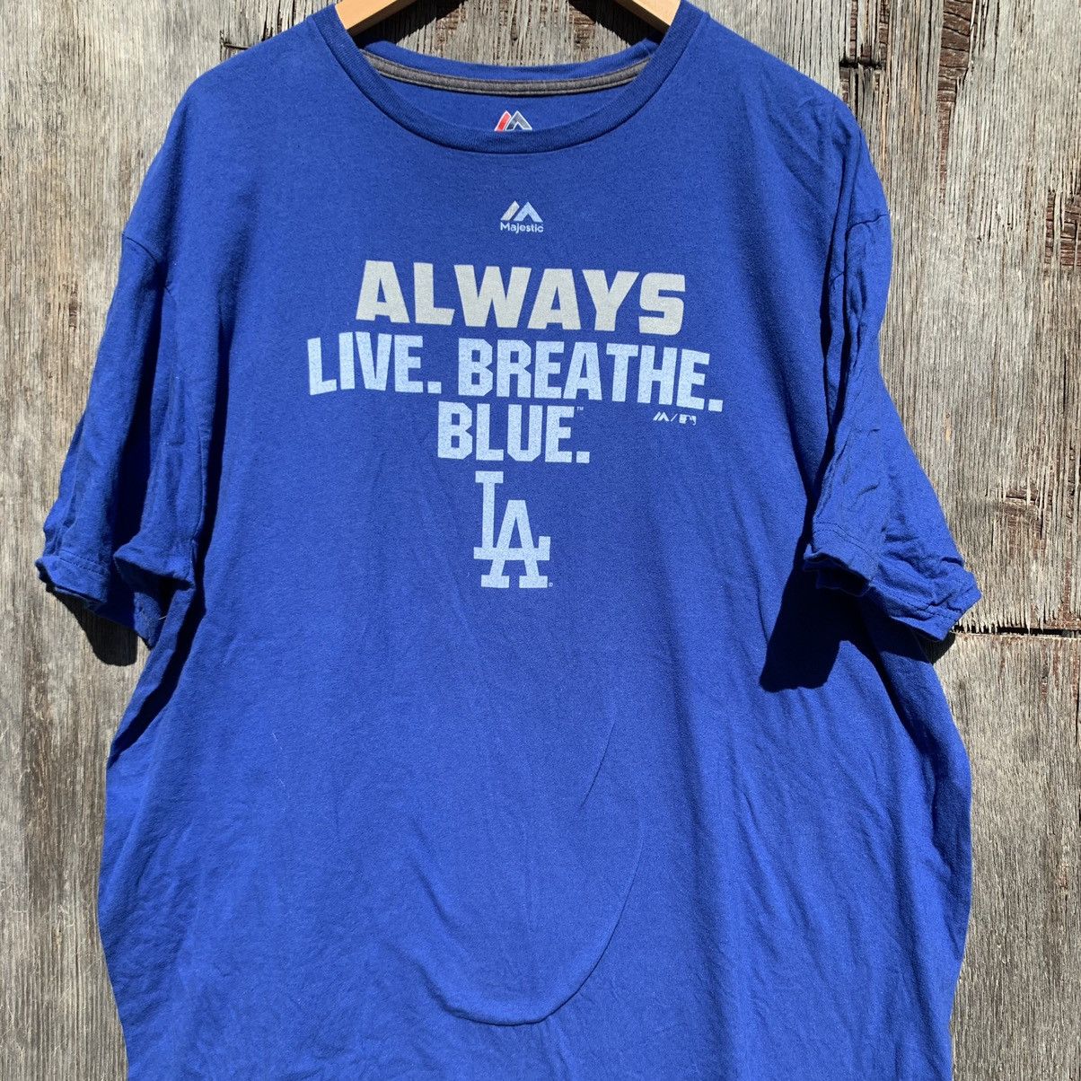 Majestic “always live breathe blue” Los Angeles Dodgers Shirt | Grailed