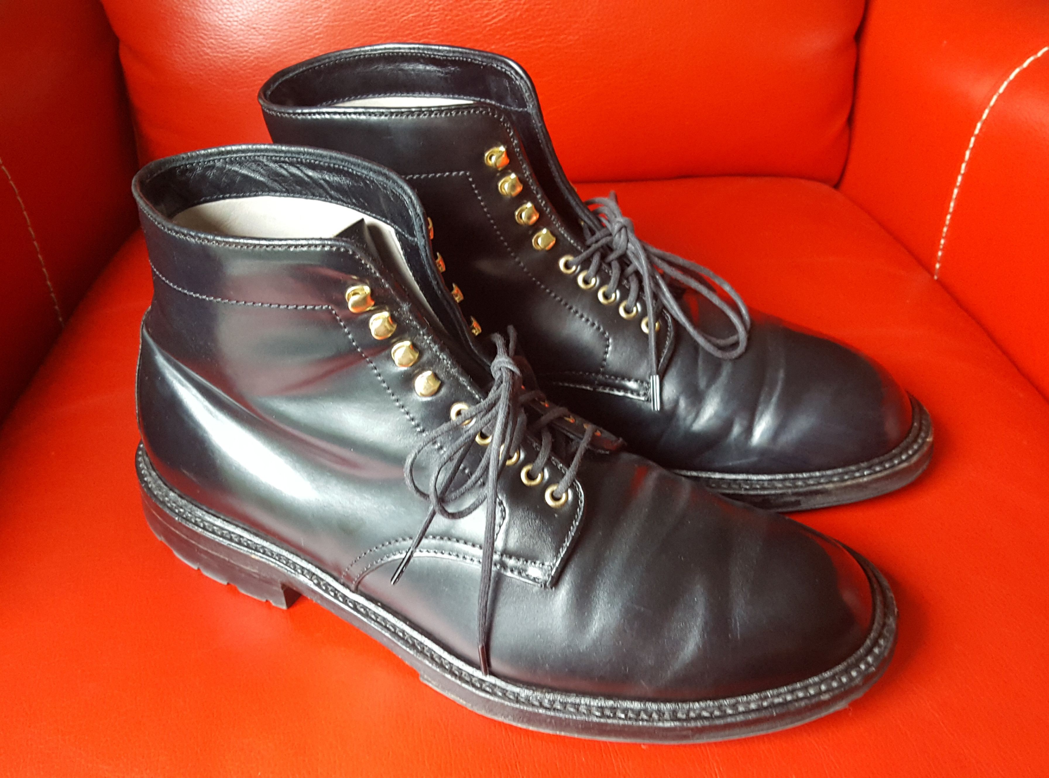 Alden Alden x Context Black Shell Cordovan "Roy" Plain Toe Boots | Grailed