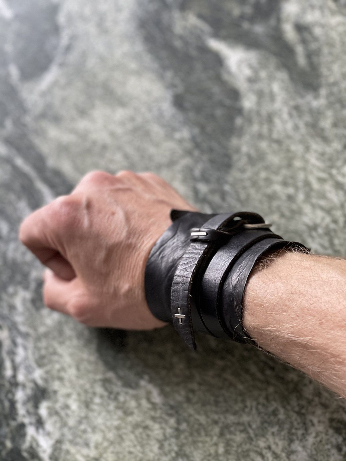 Ma+ Leather strap cuff with silver buckle | Grailed