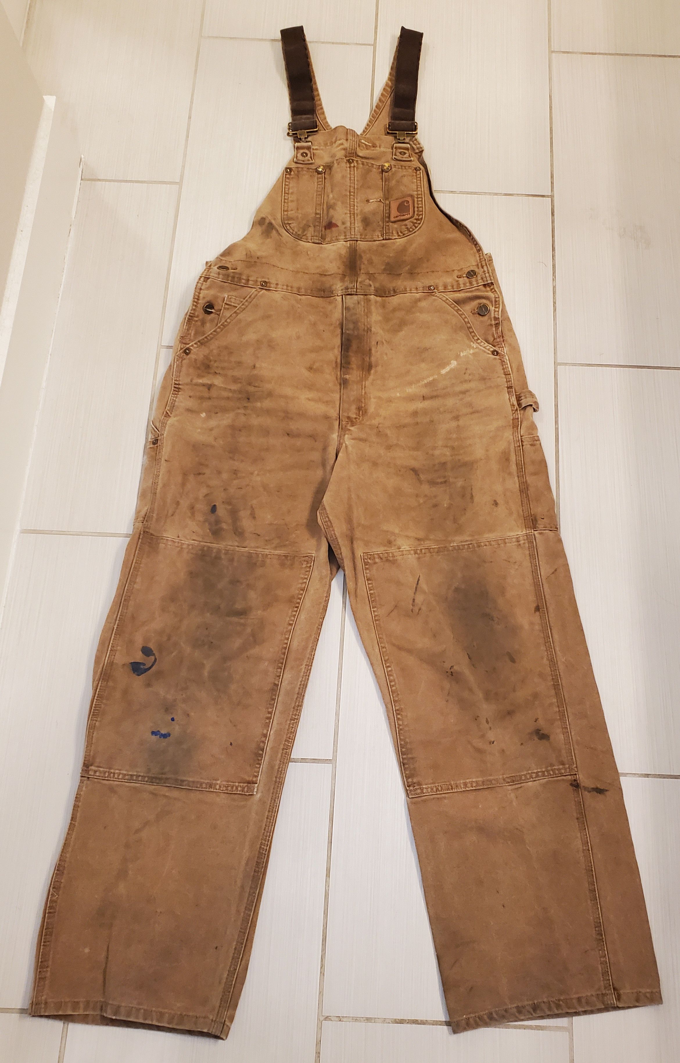 Carhartt × Vintage Vintage Carhartt Mud Washed Double Knee Overalls ...