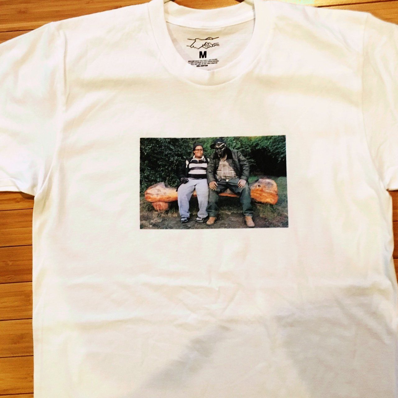Mf Doom MF Doom and his son on a bench image shirt | Grailed