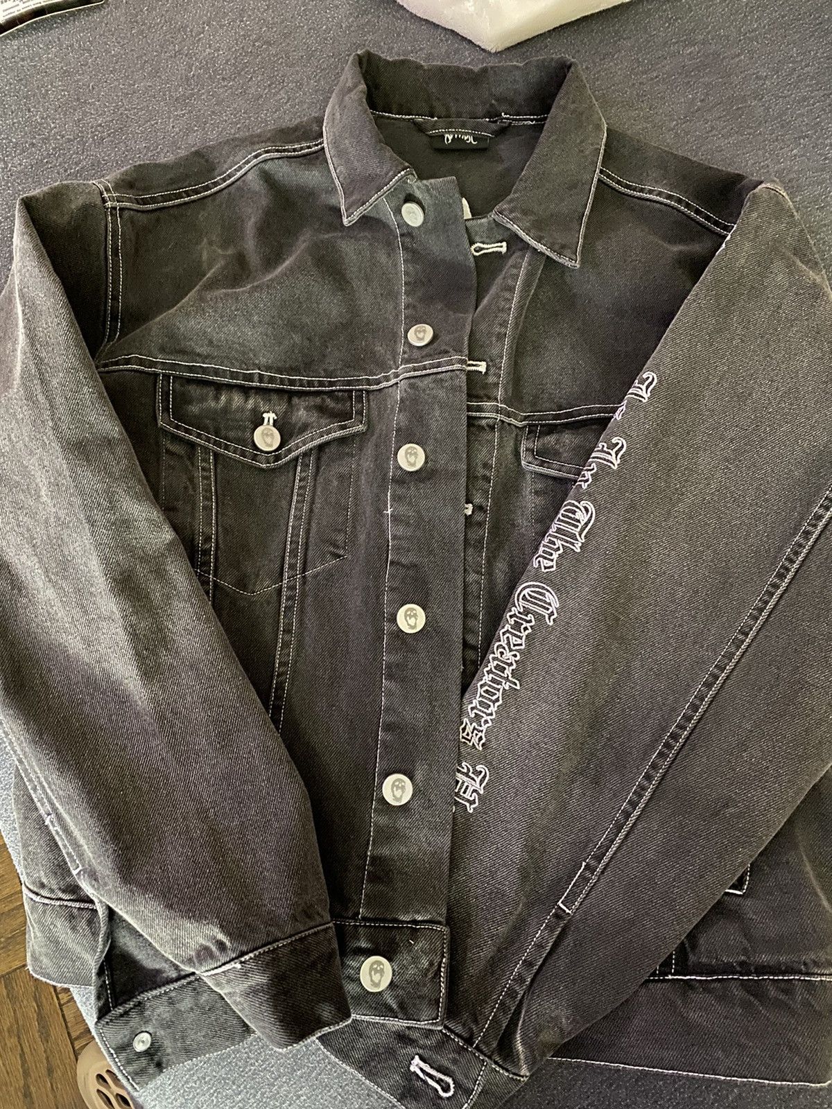 Revenge Revenge Black Denim Jacket Embroidered | Grailed