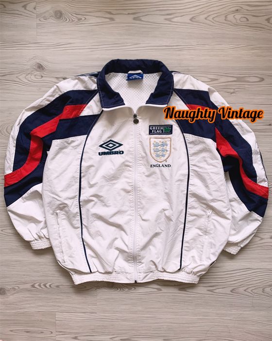 Vintage Rare 1990s Umbro Vintage England Football Jacket Green Flag ...