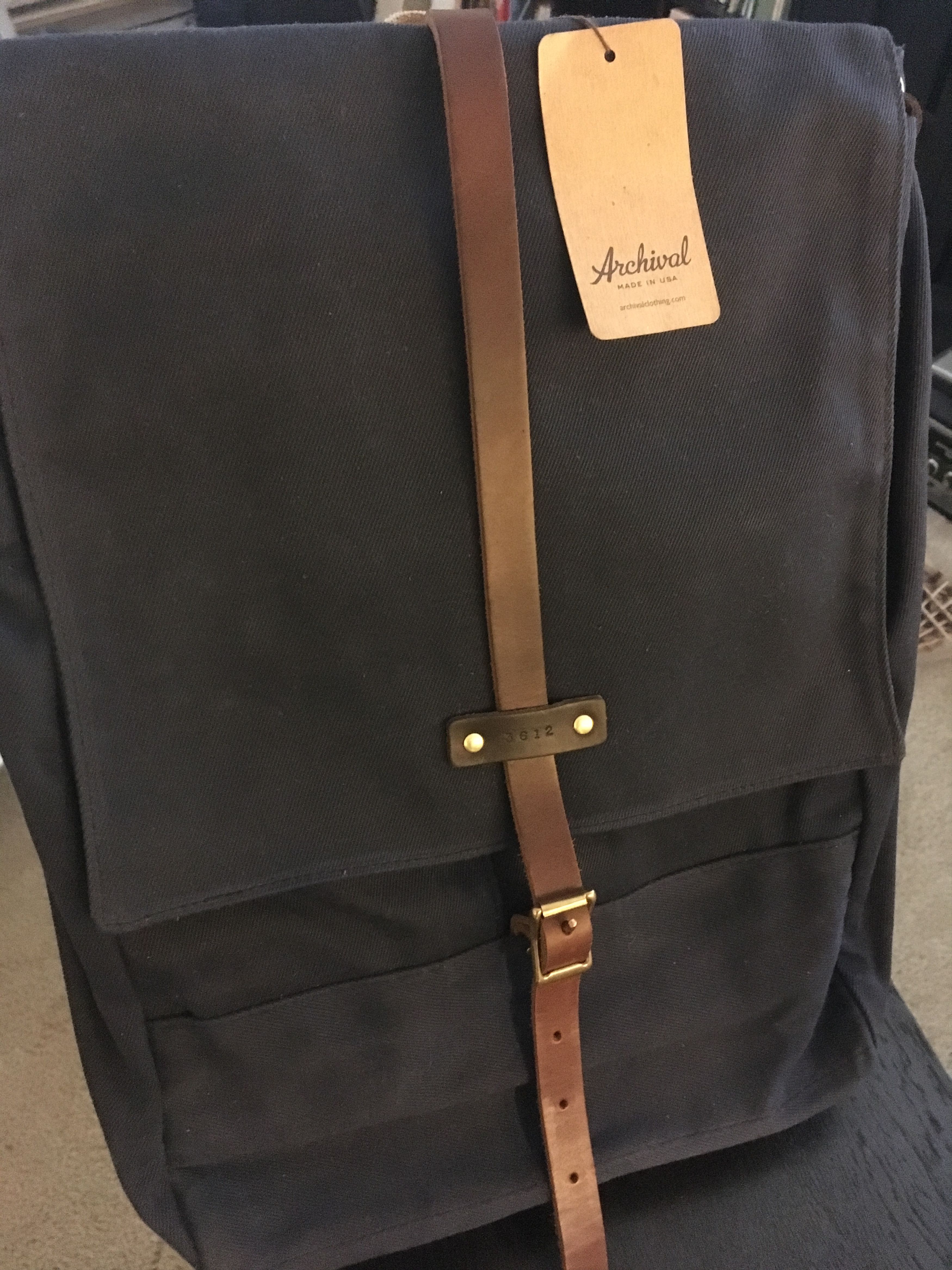 Archival Clothing NWT Navy Waxed Canvas Rucksack | Grailed