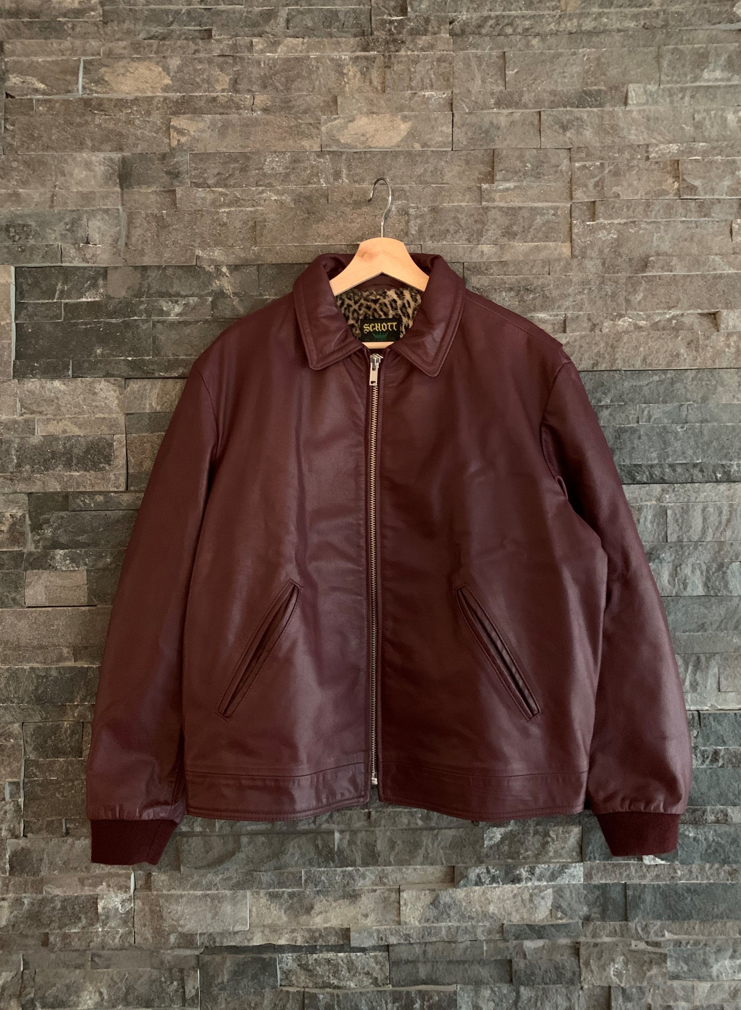 Supreme Supreme x Schott Leopard Lined Leather Work Jacket | Grailed