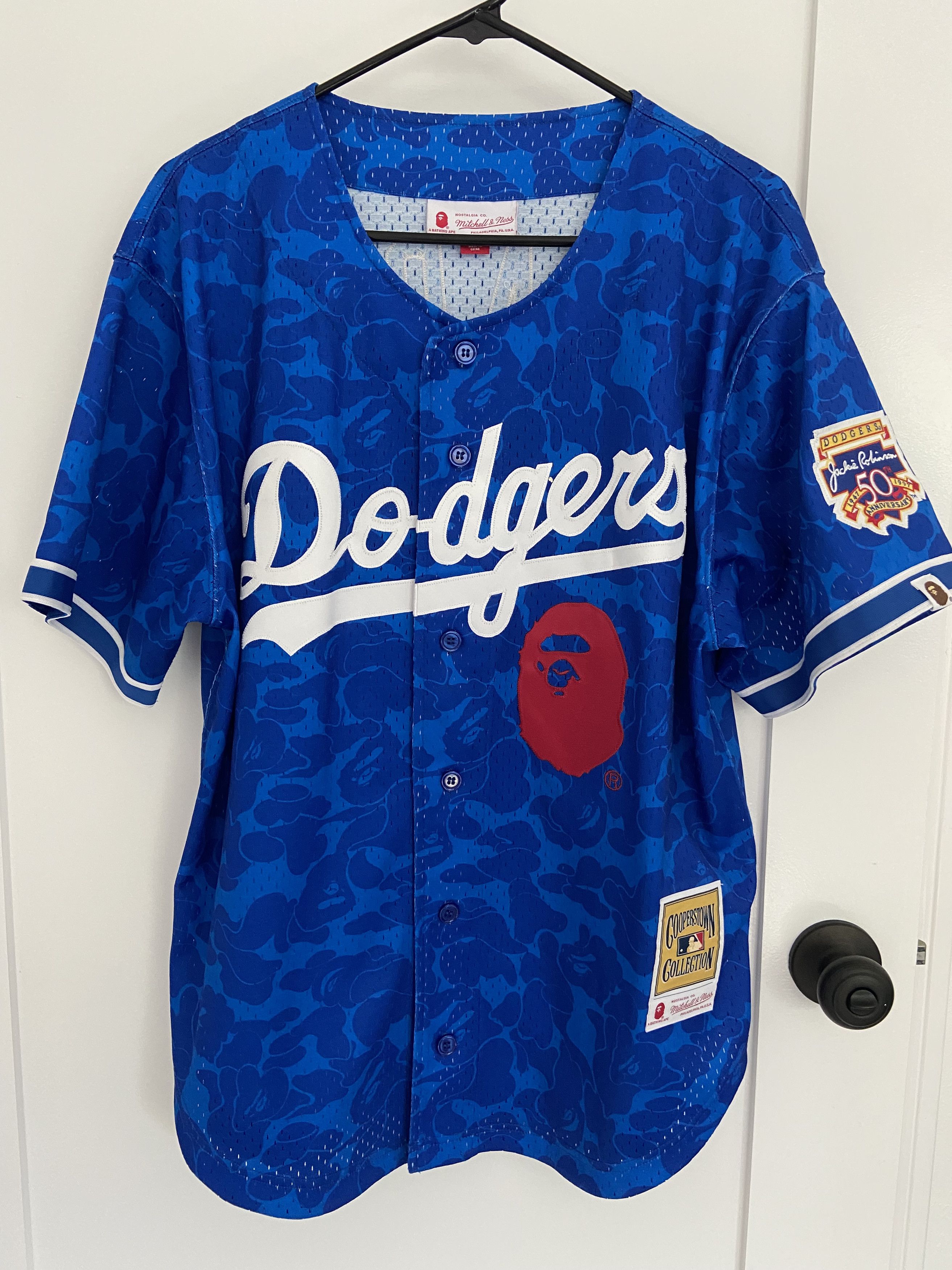 Bape × Mitchell & Ness Bape / Mitchell & Ness Dodgers Jersey | Grailed