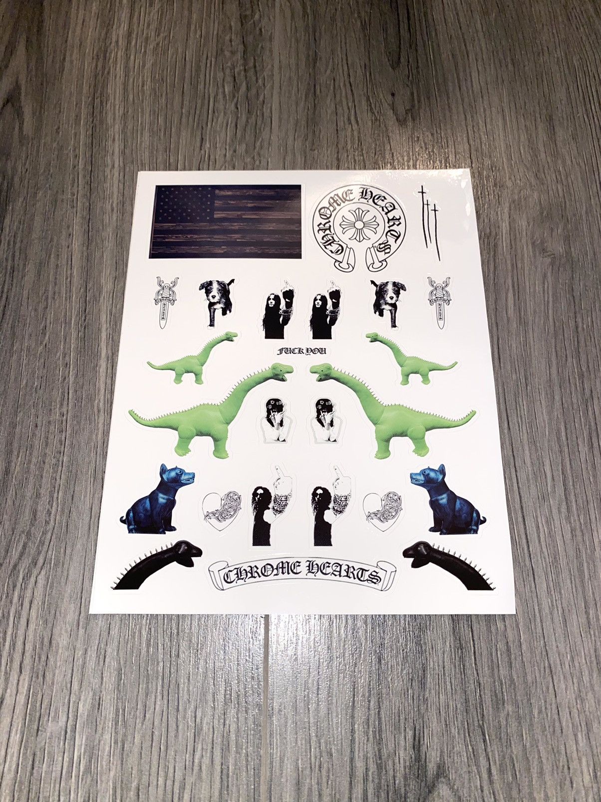 Chrome Hearts Chrome Hearts Dinosaur Sticker Sheet | Grailed