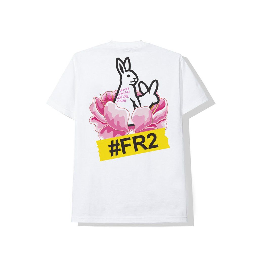 Anti Social Social Club × FR2 DS SS21 Box Logo #FR2 x ASSC Pink Lapin White Tee in hand | Grailed