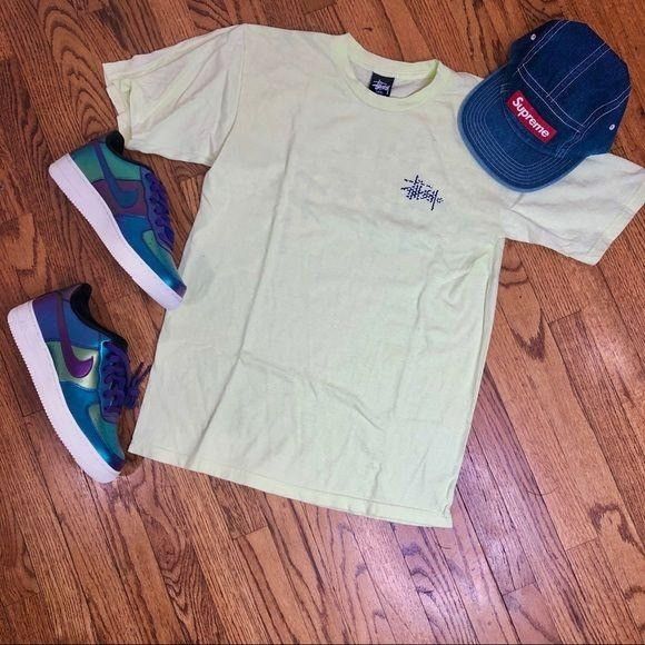 Stussy Stussy polka dot logo neon mint tee small used | Grailed