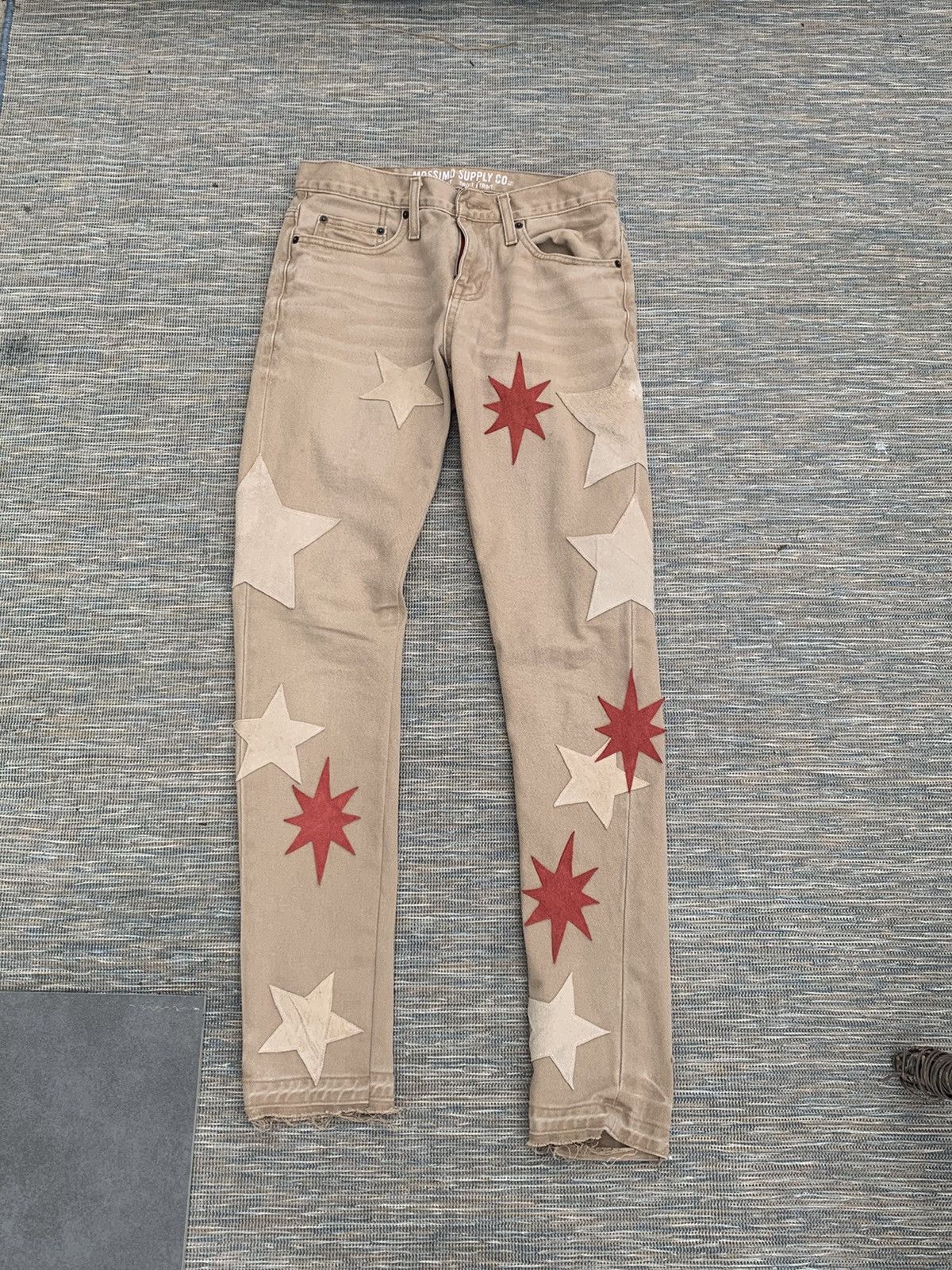 Vintage Custom tan denim leather patches | Grailed