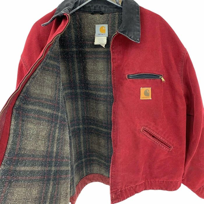 Carhartt Carhartt J97 Coat Crimson Red Blanket Lined Chore Barn USA ...