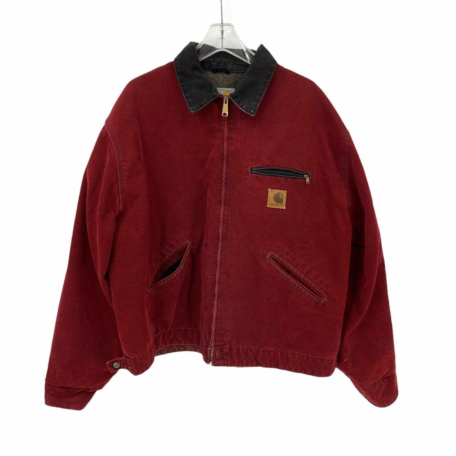 Carhartt Carhartt J97 Coat Crimson Red Blanket Lined Chore Barn USA ...