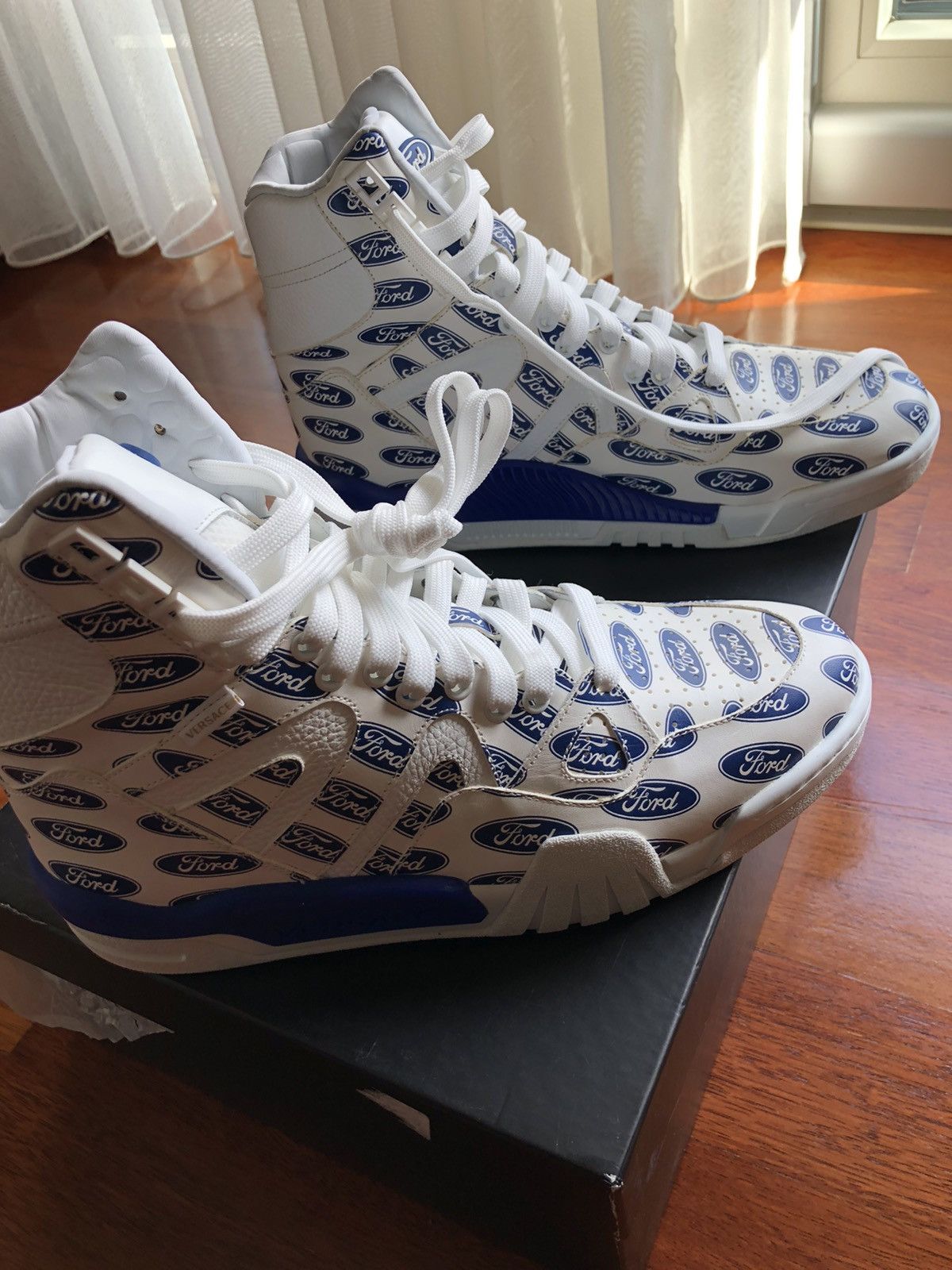 Versace Versace Ford logo hi-top Sneakers RTL $1200 | Grailed