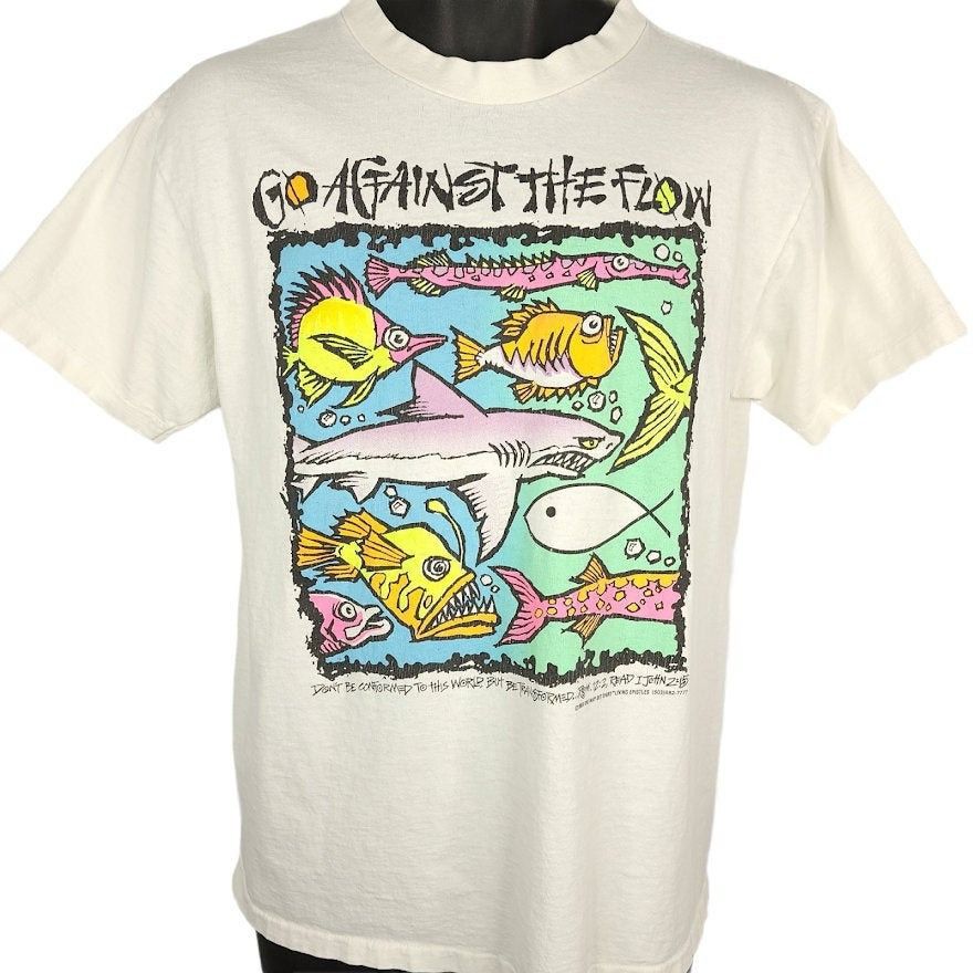 Vintage Christian Go Against The Flow T Shirt Vintage 80s Bible | Grailed