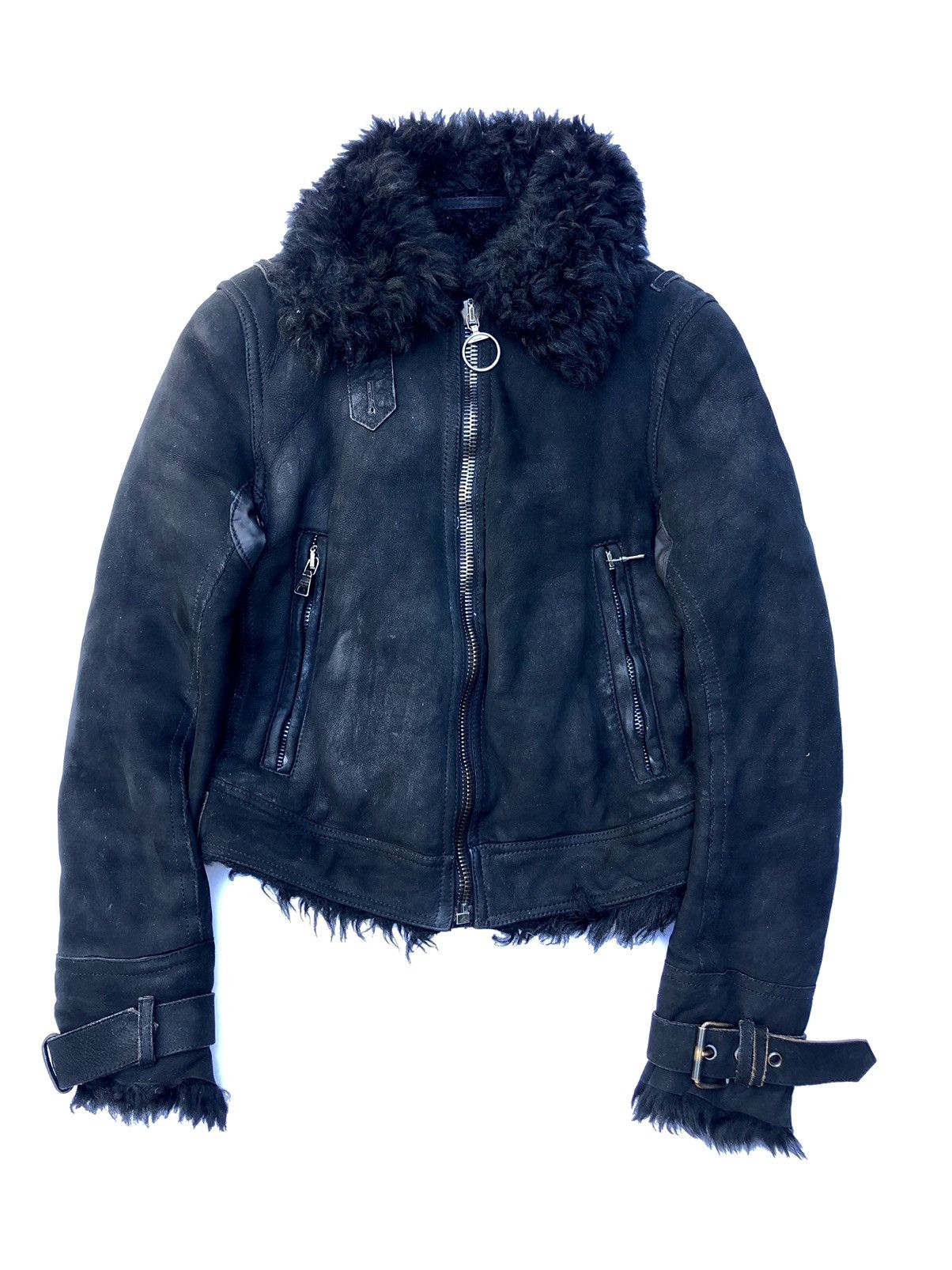 Prada *Fits S* Prada fw03 Sheep Fur Sheering Rider Jacket | Grailed