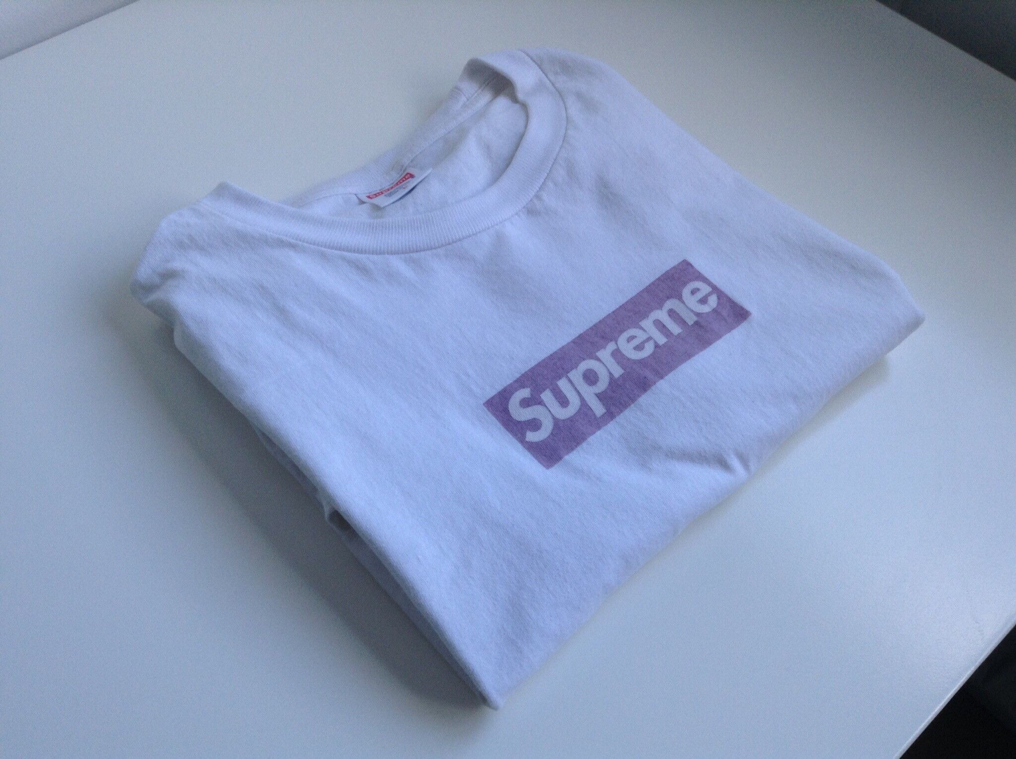 Supreme Supreme Purple On White Box Logo Tee | Grailed