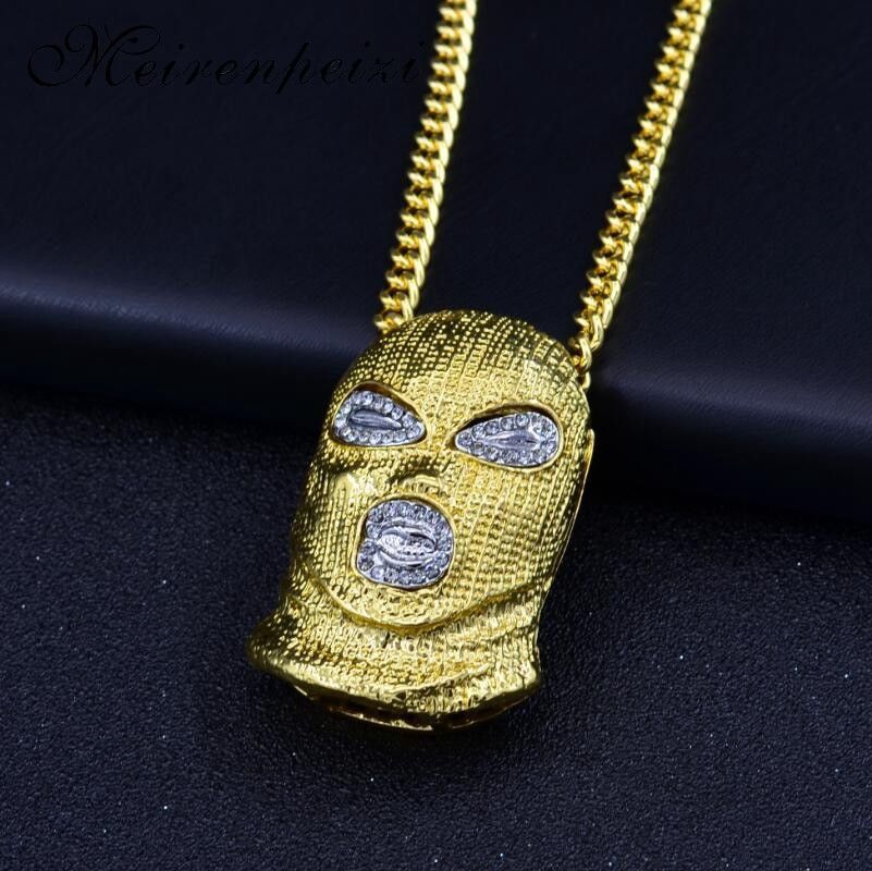 Chain × Jewelry × Streetwear Ski Mask Iced Out Custom Chain Necklace ...