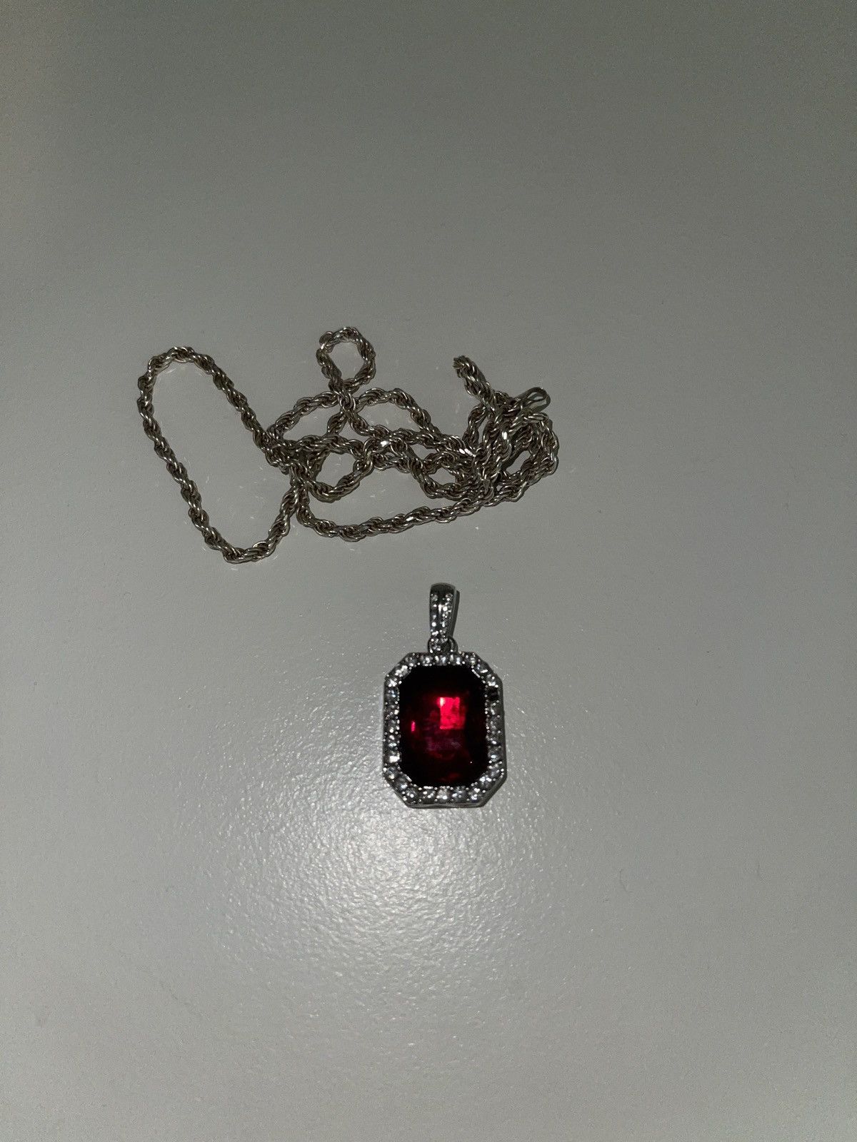 Jewelry ruby pendent with iced out chain | Grailed