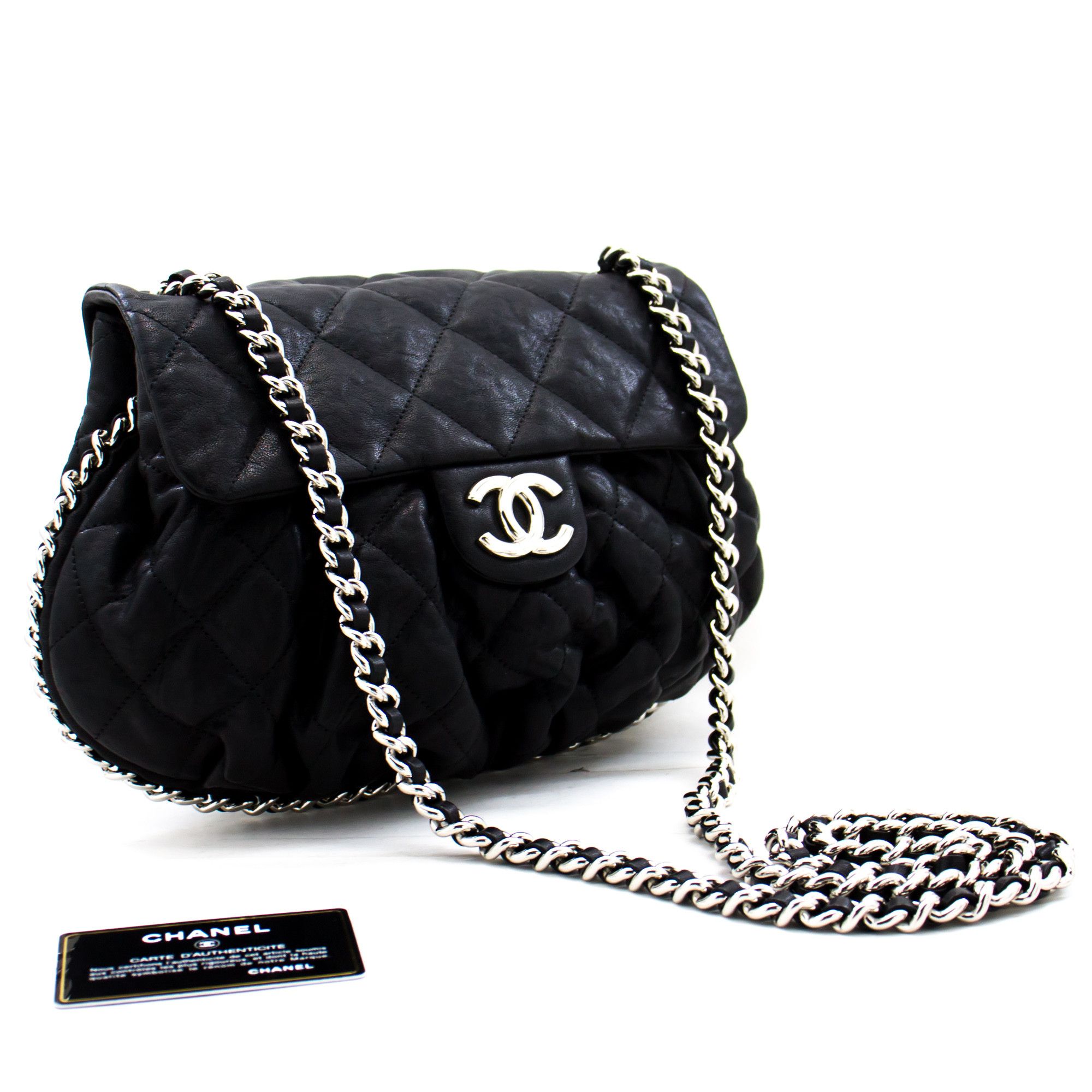 Chanel c23 CHANEL Chain Around Shoulder Bag Crossbody Black Calfsk ...