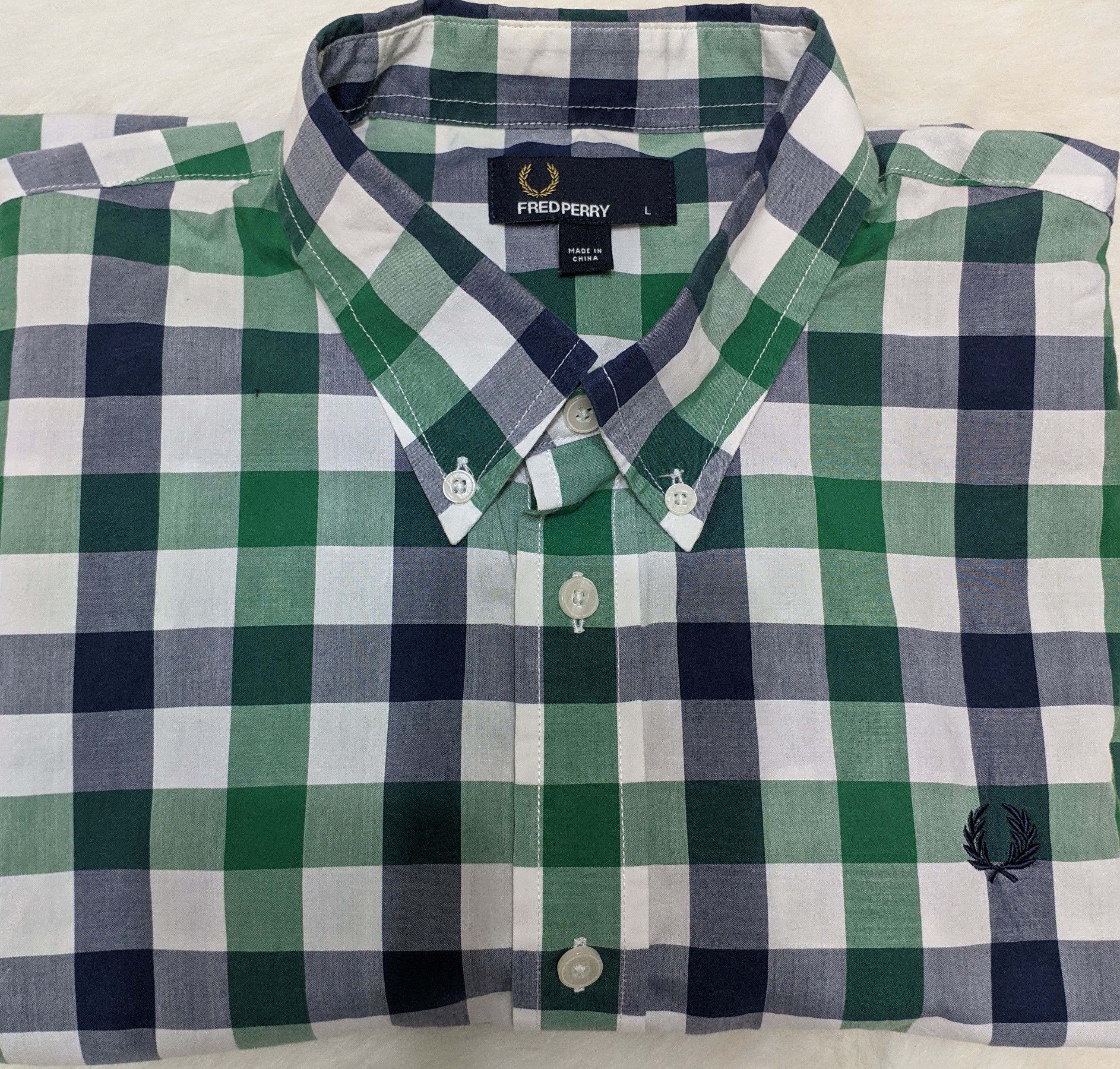 Fred Perry FRED PERRY Three Colour Gingham Short Sleeve Shirt Plaid ...