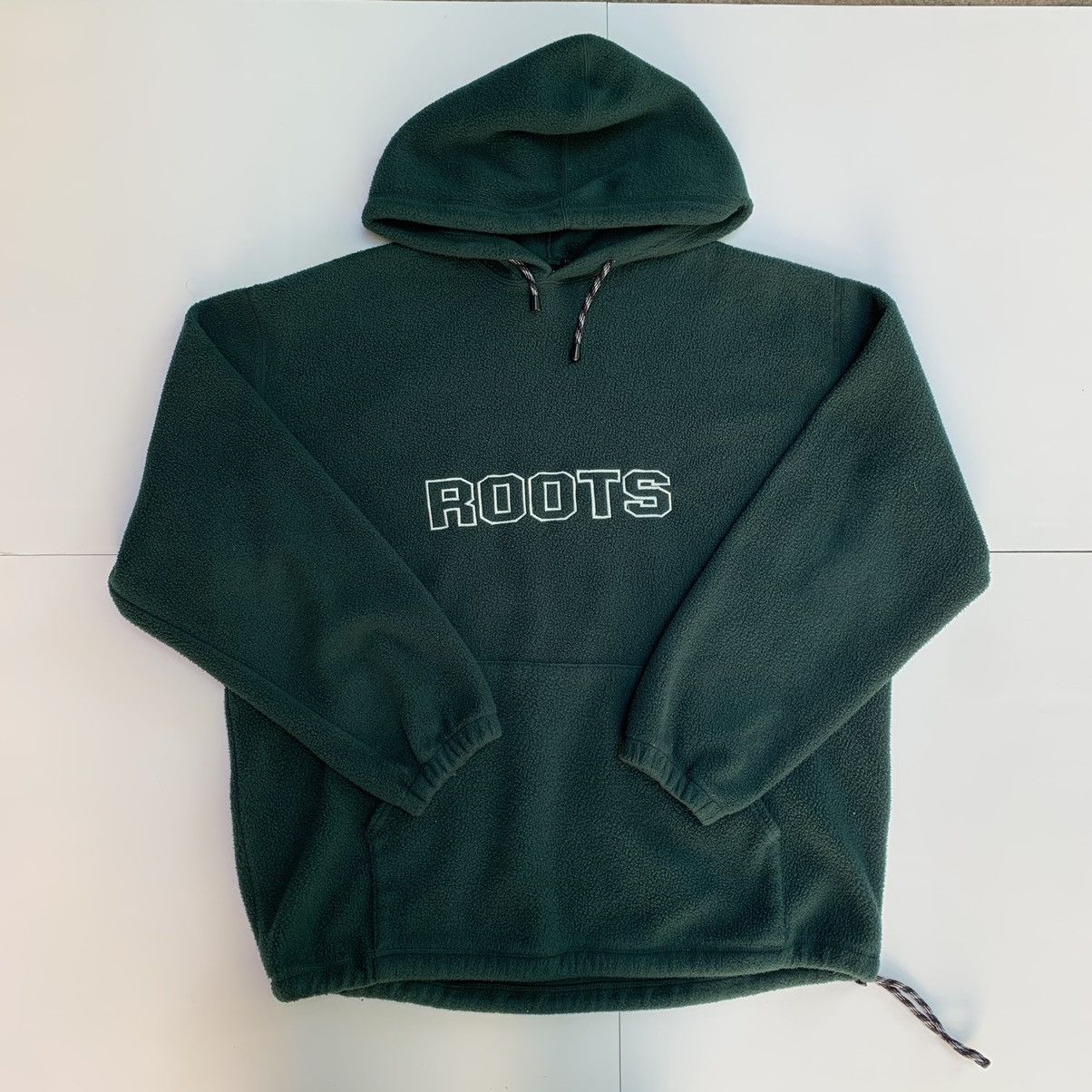 Roots × Streetwear × Vintage Dark green Roots fleece hoodie | Grailed