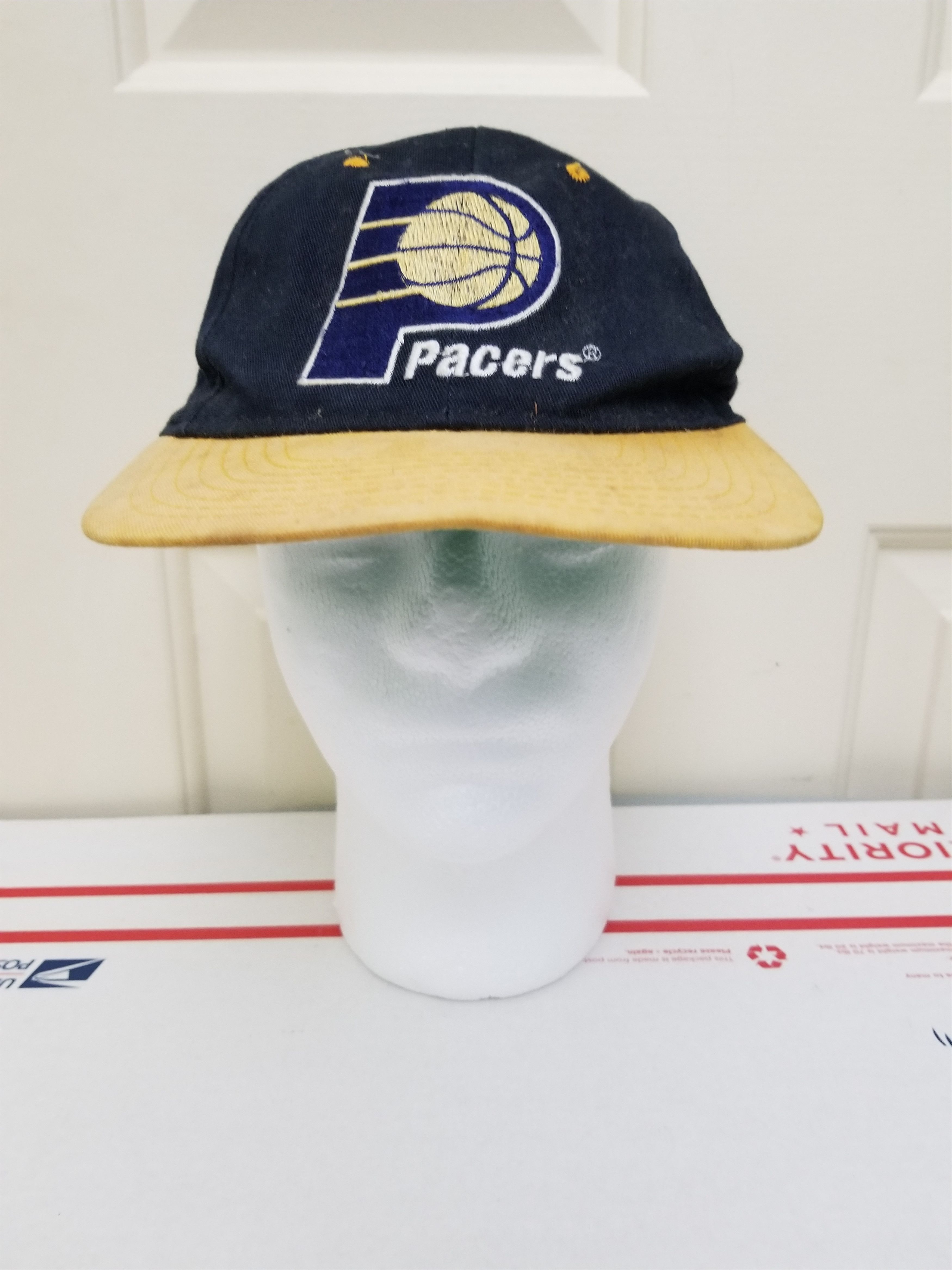 NBA × Vintage Vintage 90s Indiana Pacers Snapback Hat Cap Blue Yellow ...