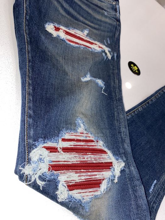 Amiri Mx1 red patch jeans | Grailed