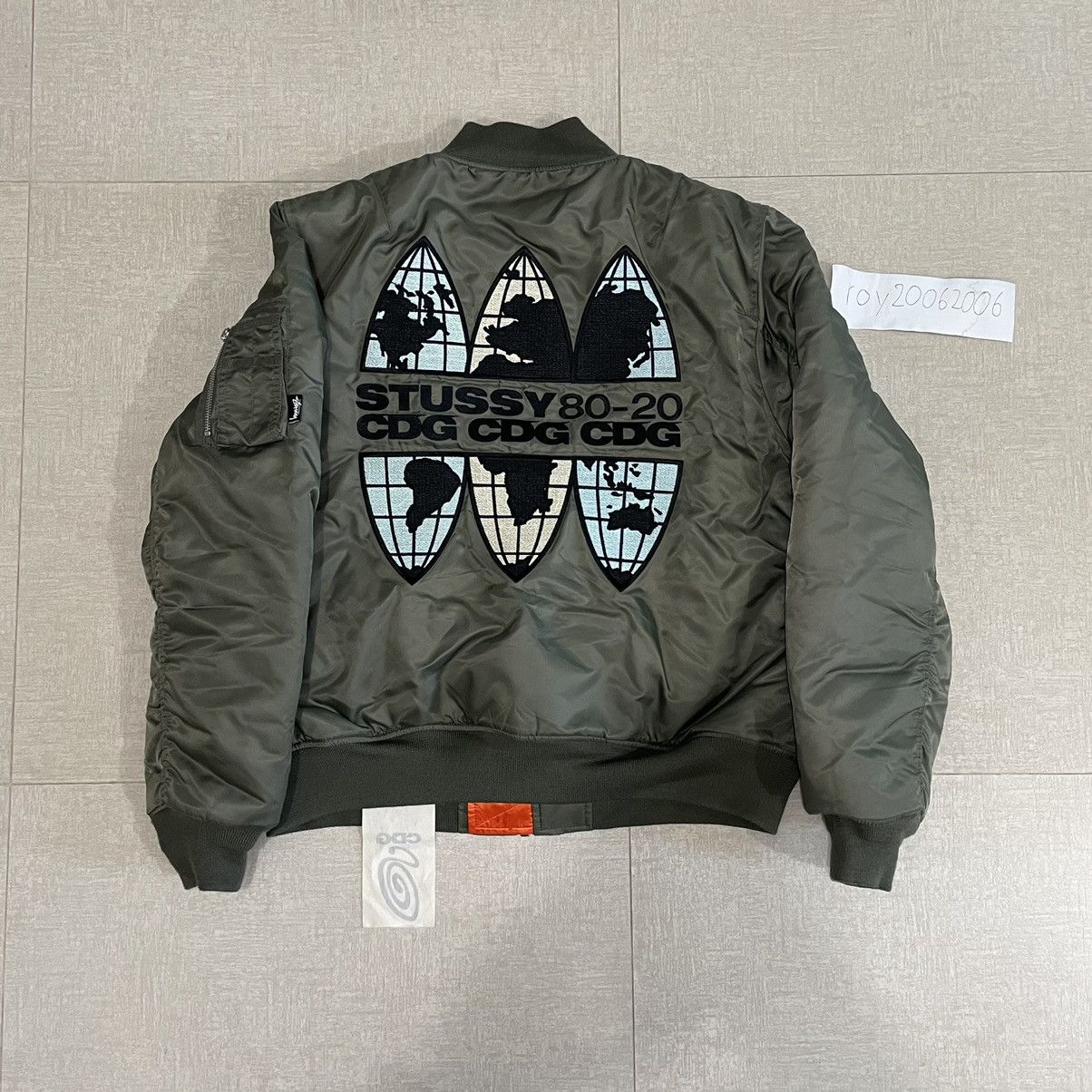 Comme des Garcons × Stussy Stussy x CDG MA-1 Olive Bomber Jacket | Grailed