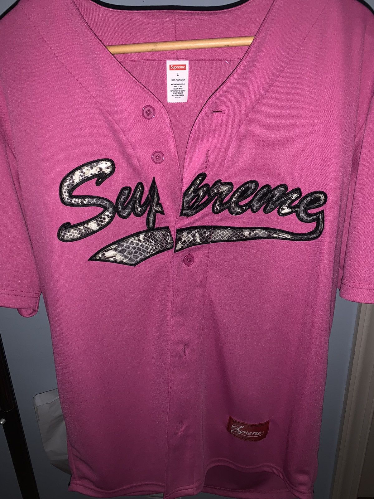Supreme Supreme snake skin logo baseball jersey | Grailed