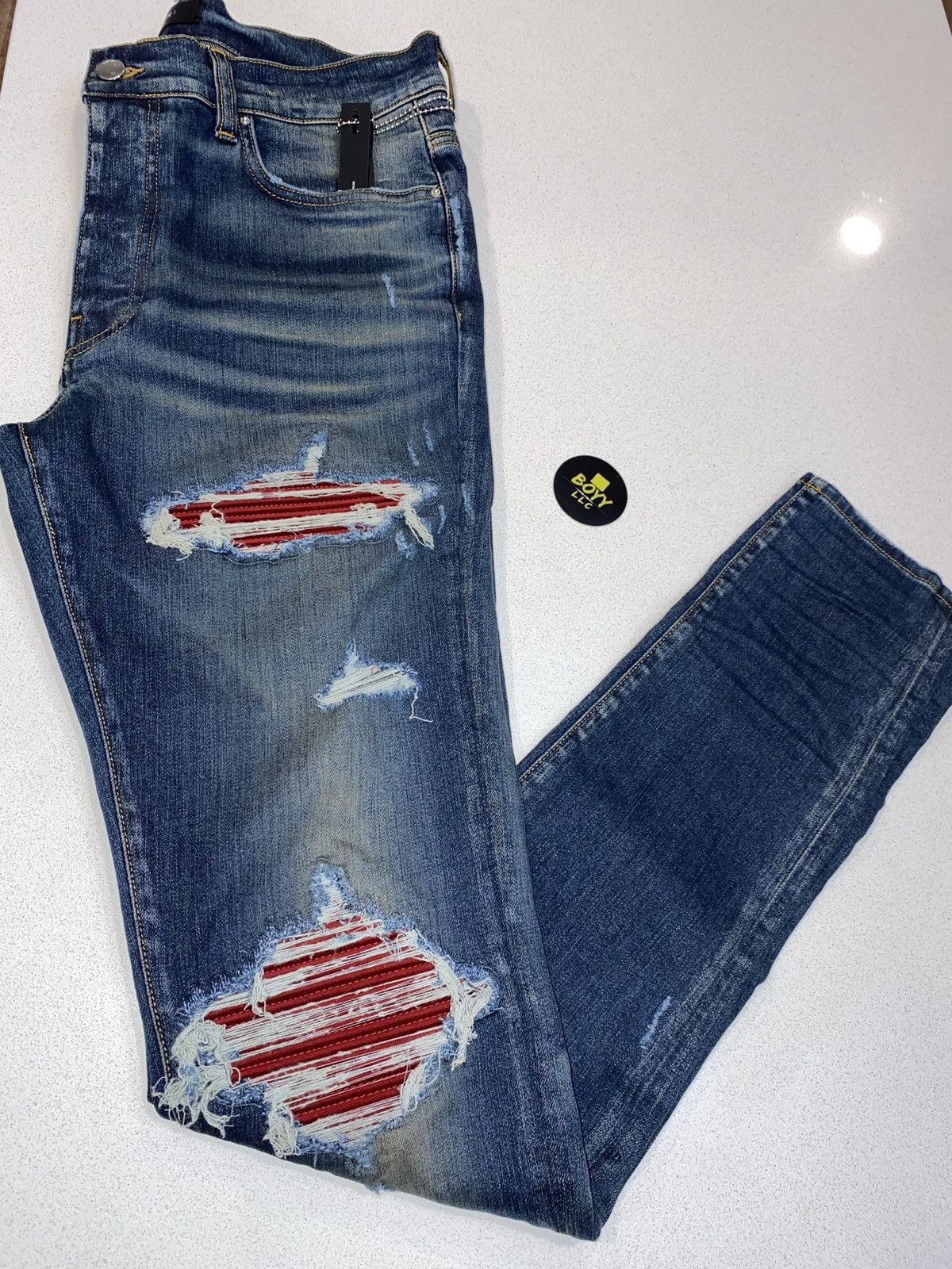 Amiri Amiri red patch mx1 jeans | Grailed