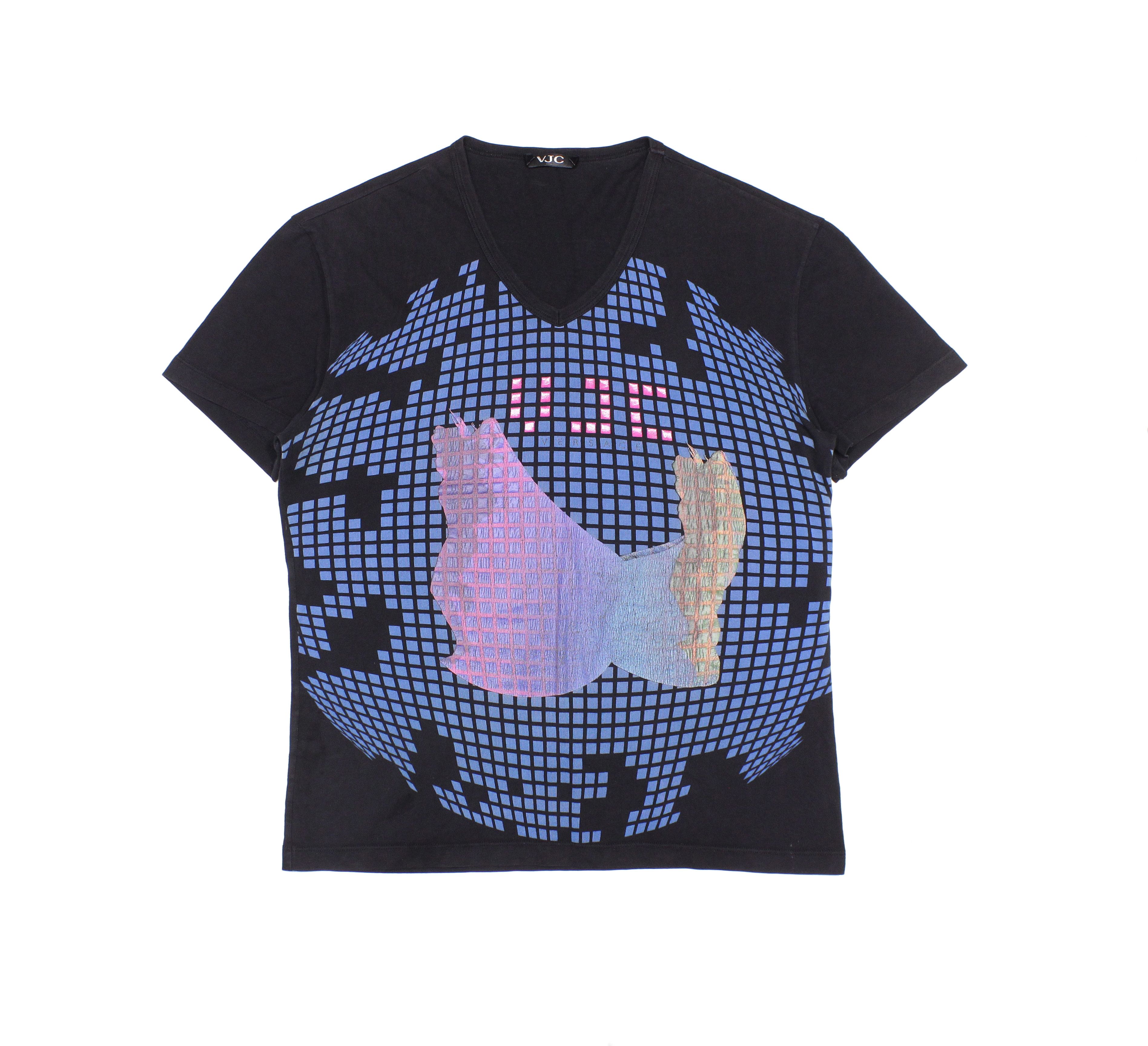 Versace 90S Worldwide Big Logo Pixel T-Shirt Vintage | Grailed