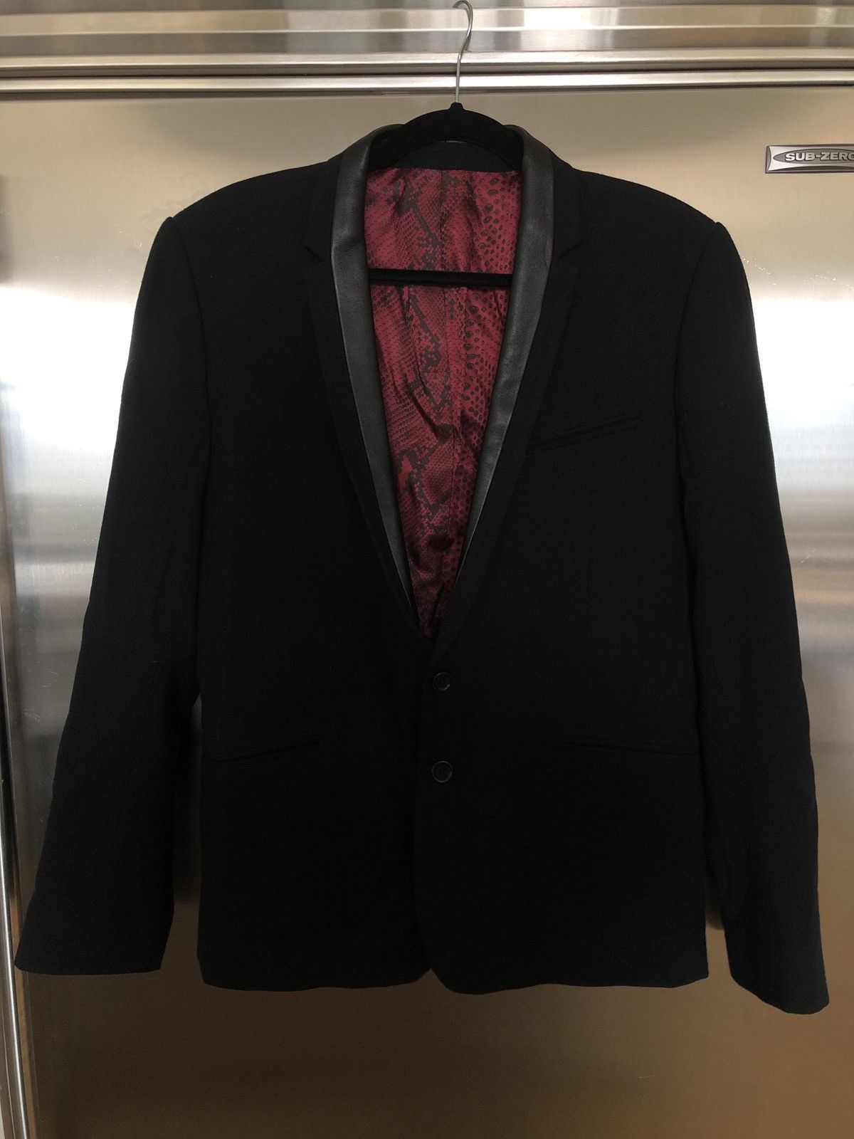 Billtornade Black leather trimmed wool blazer | Grailed