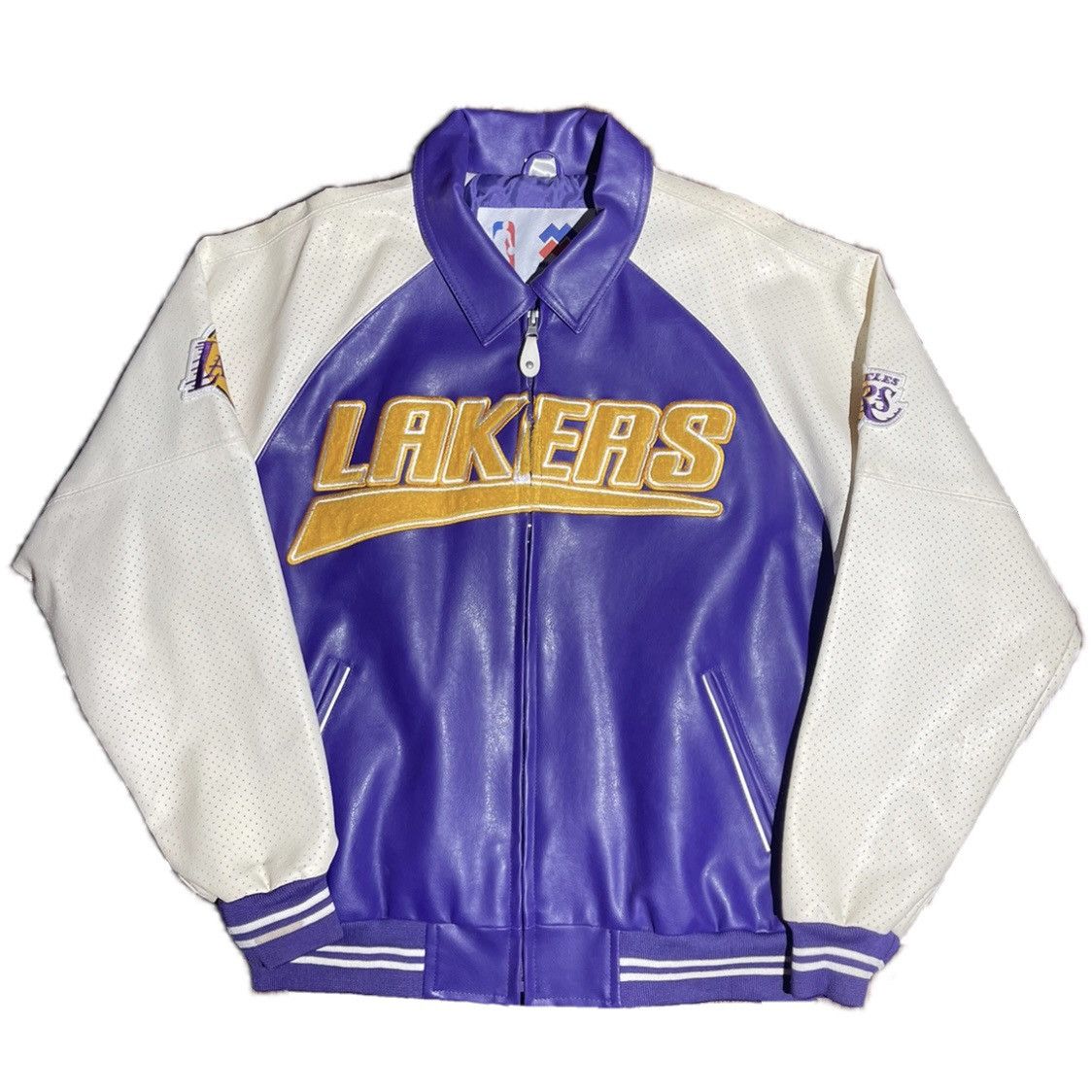 Leather Jacket Vintage NBA LA Lakers Basketball Mighty Mac Leather ...