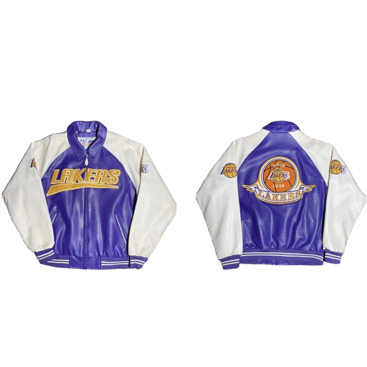 Leather Jacket Vintage NBA LA Lakers Basketball Mighty Mac Leather ...