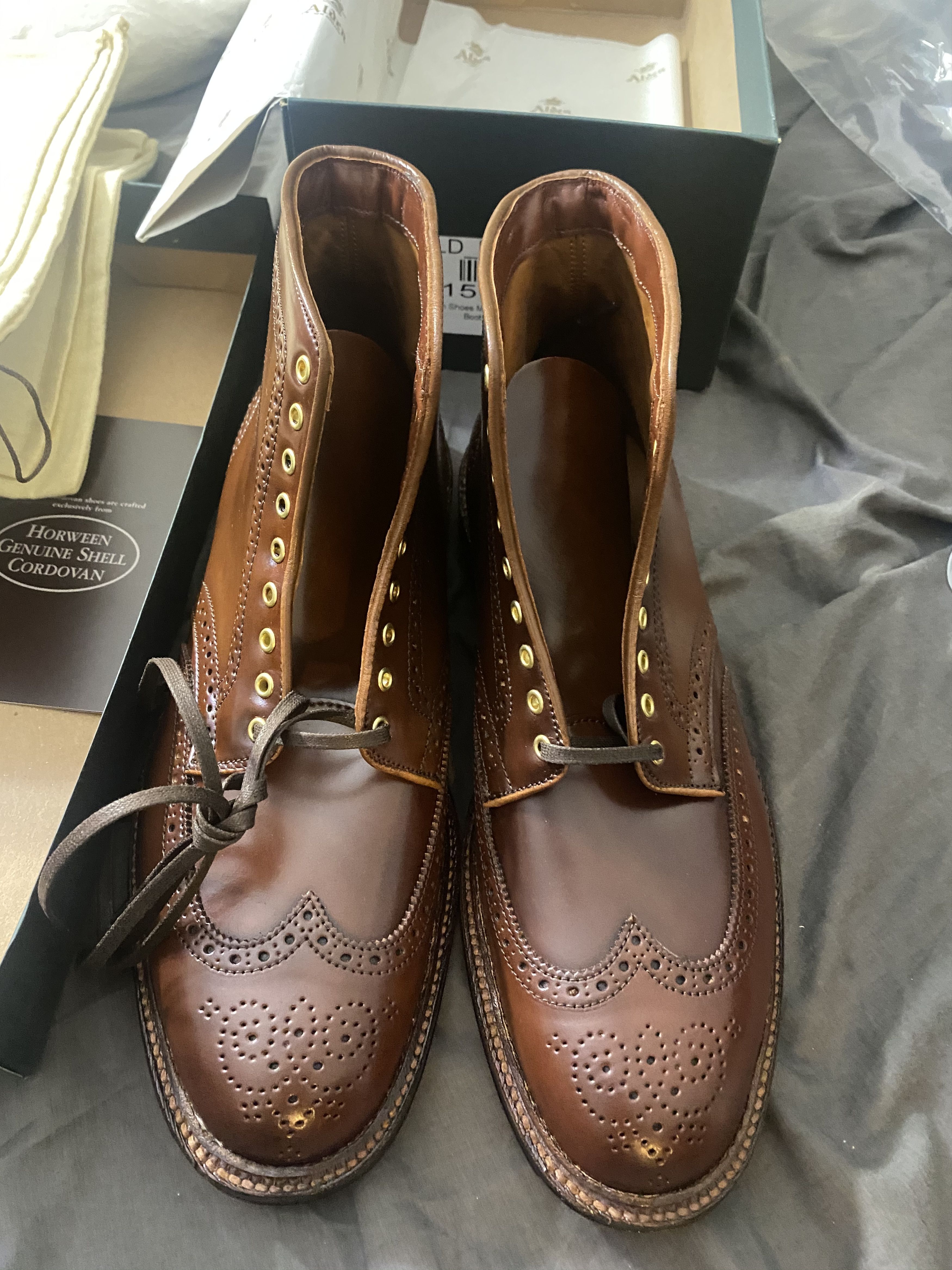 Alden Aden Horween Color 4 Shell Cordovan Wing Tip Boots | Grailed