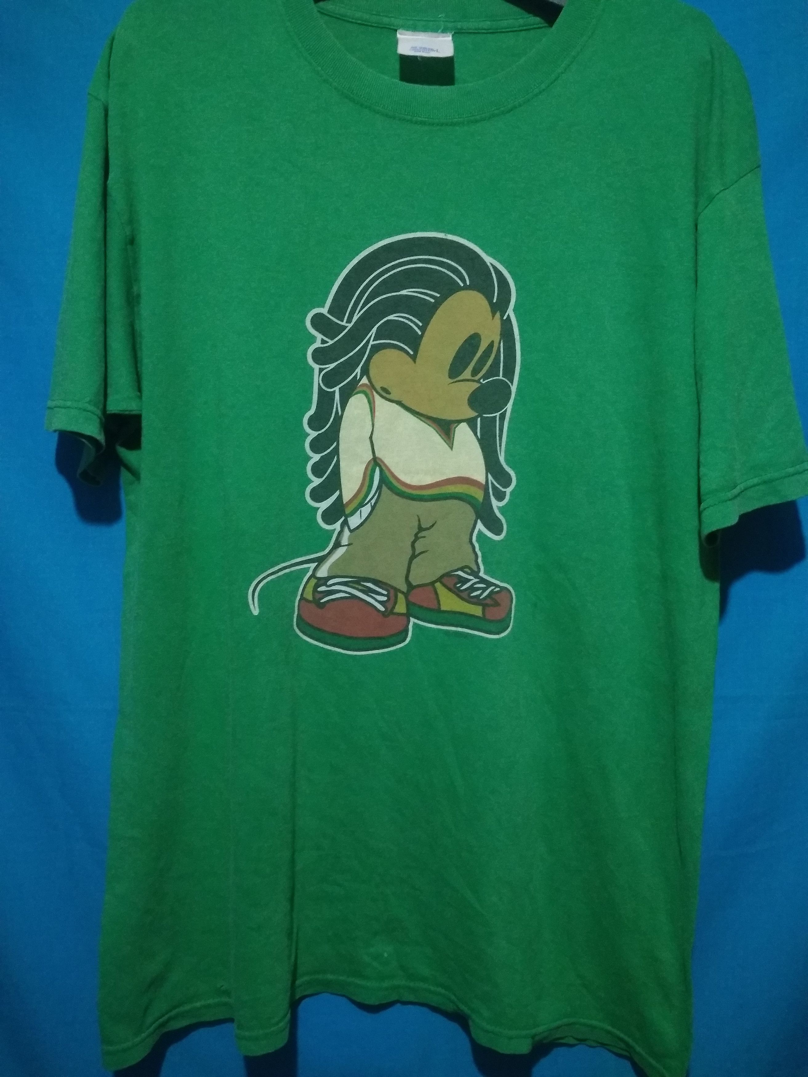 Disney × Mickey Mouse × Vintage Vintage Mickey Mouse Jamaican Rasta t ...