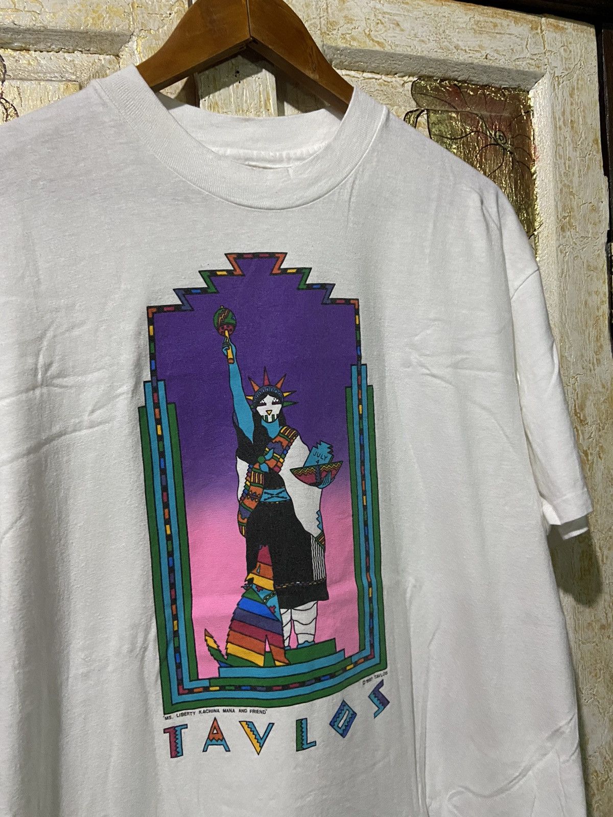 Fuck Art, Make Tees × Vintage 80s Art Tavlos Artist Ms.liberty kachina ...