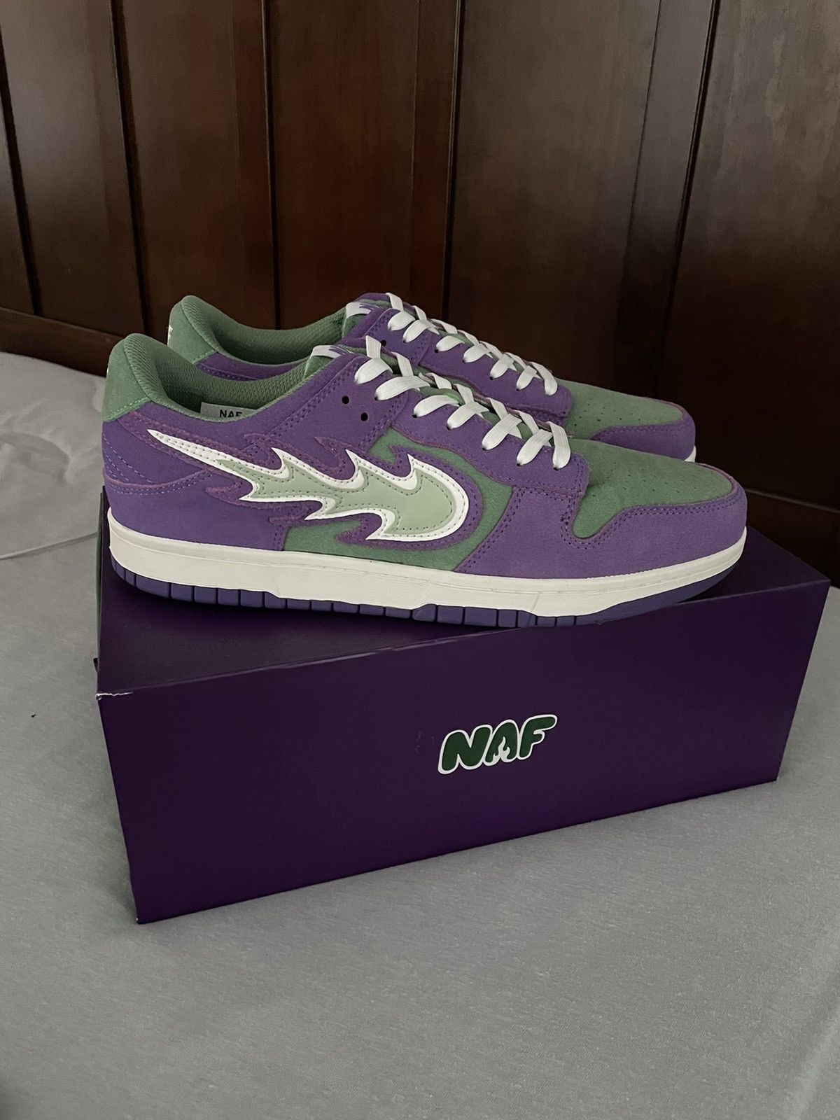 Custom NAF Global 4/20 Dunk Bootleg Skunk Purple Green | Grailed