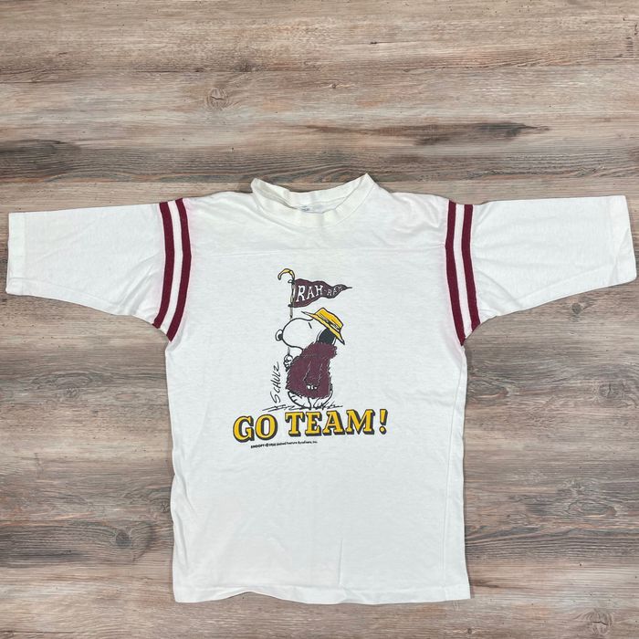 Vintage 1959 Vintage SNOOPY Peanuts GO TEAM 3/4 Sleeve Jersey Tee | Grailed