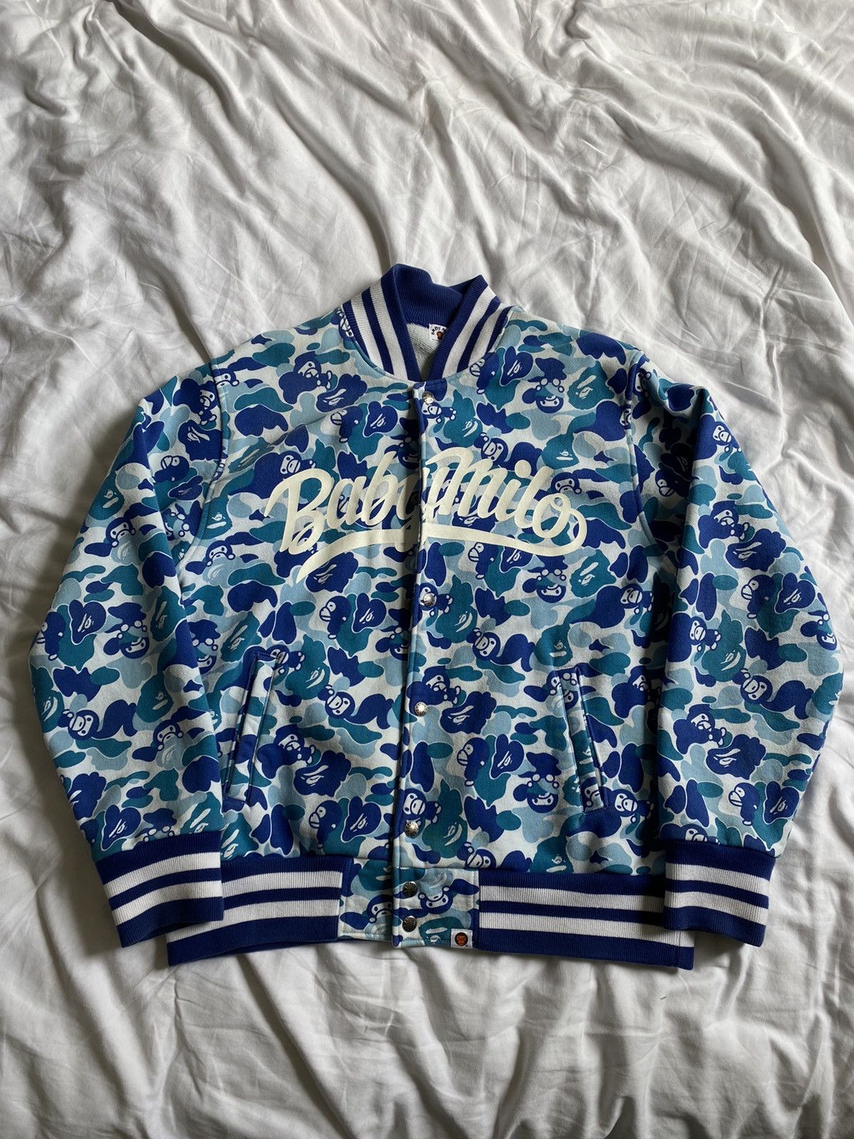 Bape Baby milo Varsity jacket blue | Grailed