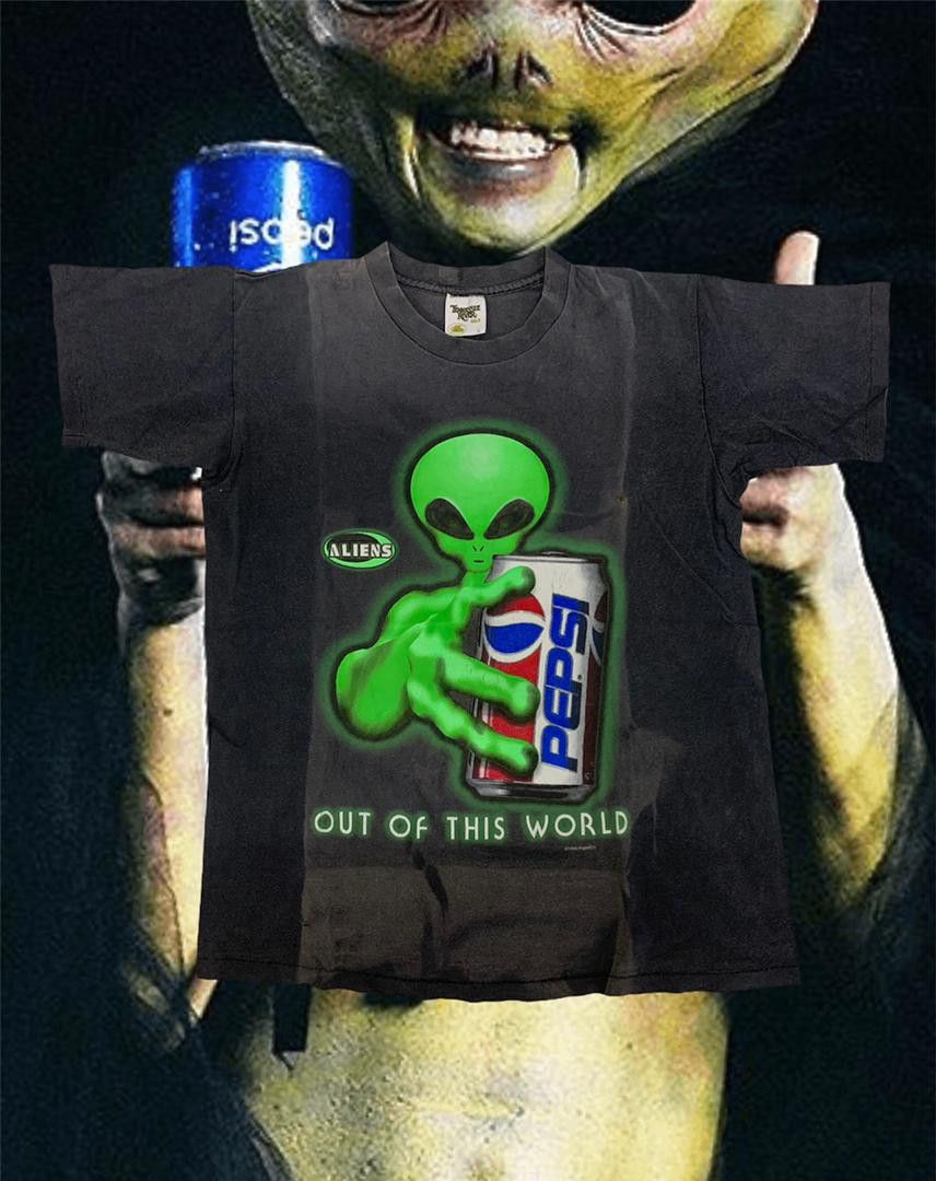 Vintage VINTAGE ALIENS PEPSI 1996 PROMOTOUR T-SHIRT | Grailed