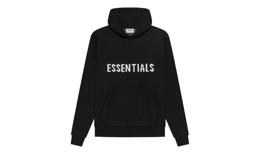 Fear of God Fear of God Essentials Knit Hoodie Dark slate/Black | Grailed