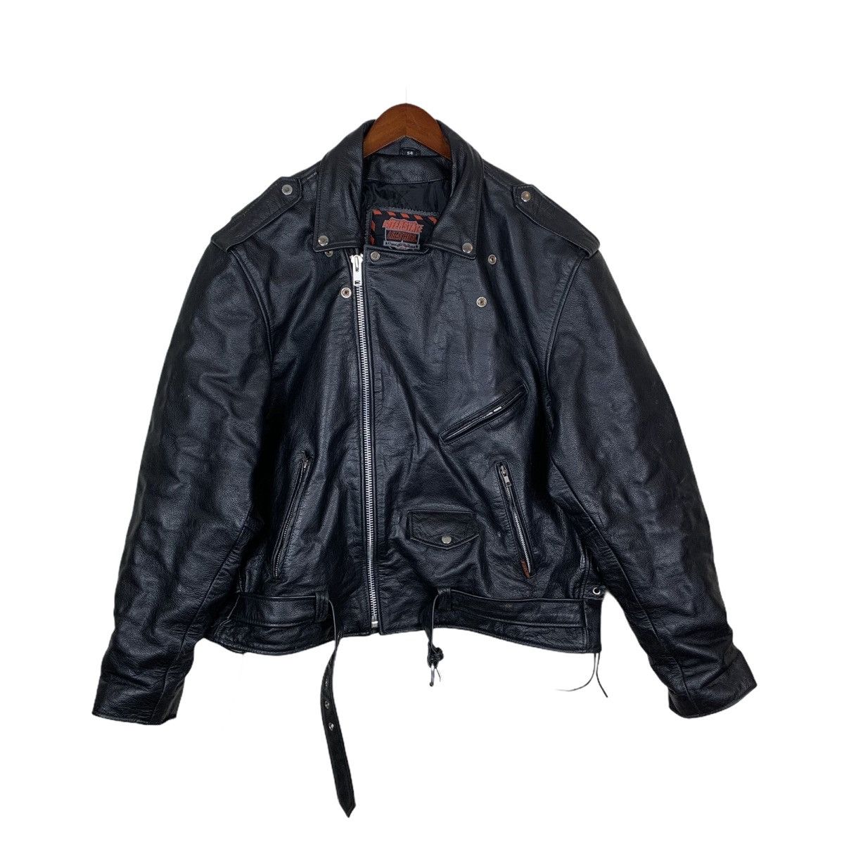 Vintage Interstate leather zip up motorcycle jacket 54 black | Grailed
