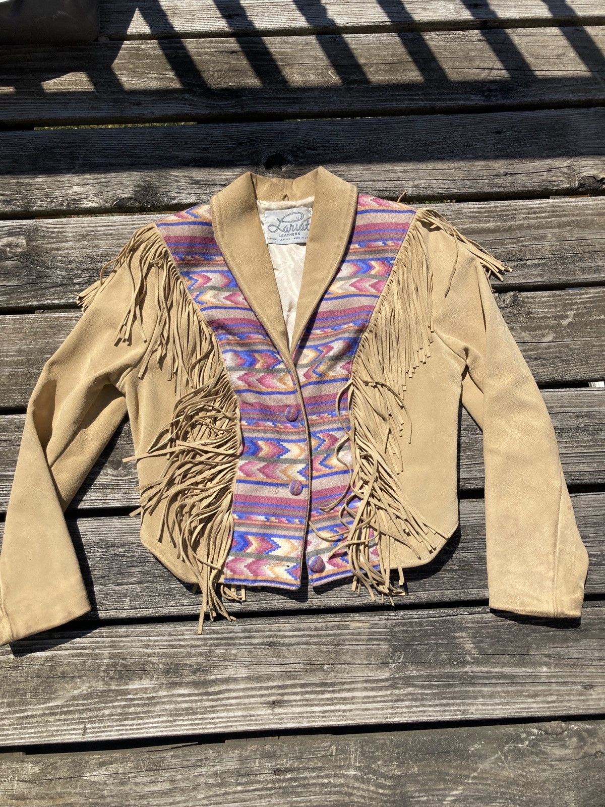 Vintage Vintage lariat Aztec frill leather jacket | Grailed