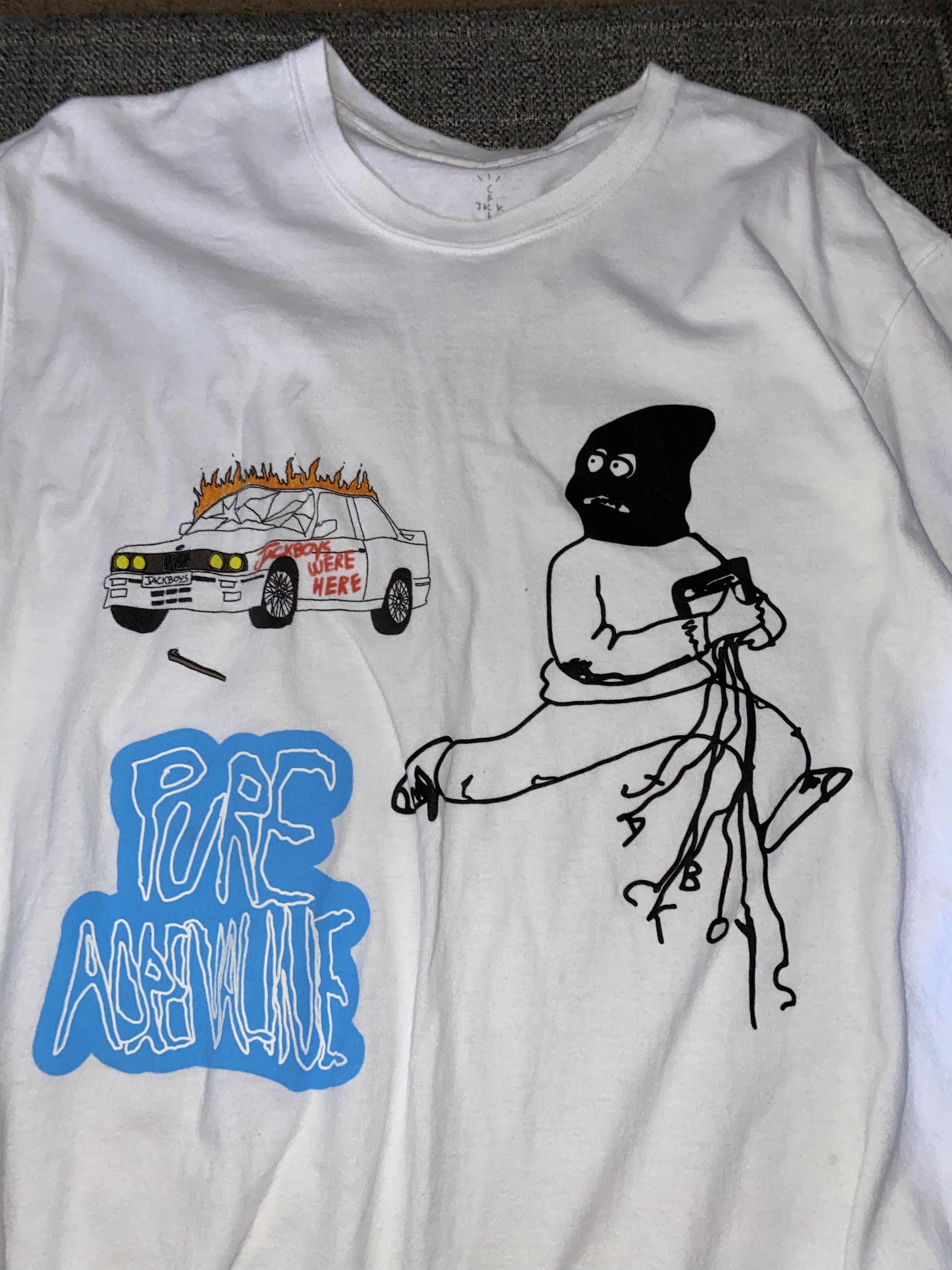 Travis Scott JACKBOYS Mask On T-Shirt White | Grailed