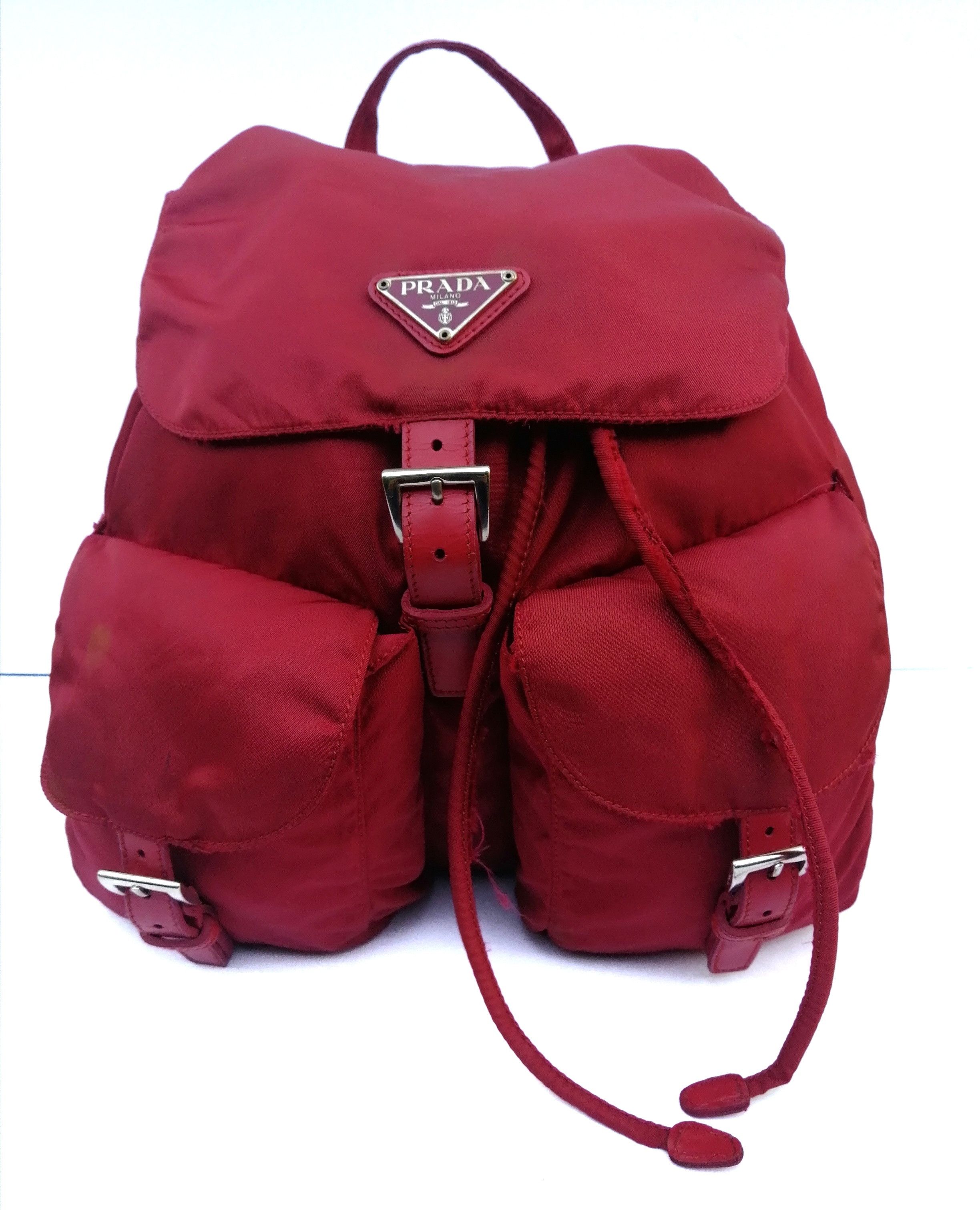 Prada × Vintage Authentic Prada Red Nylon Backpack | Grailed