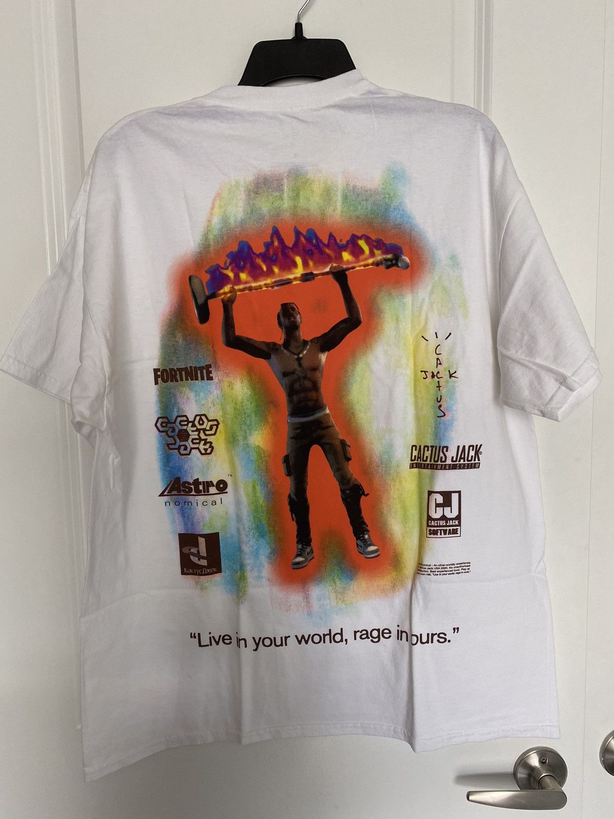 Travis Scott Travis Scott Fortnite Washed White Rage Emote T-Shirt ...