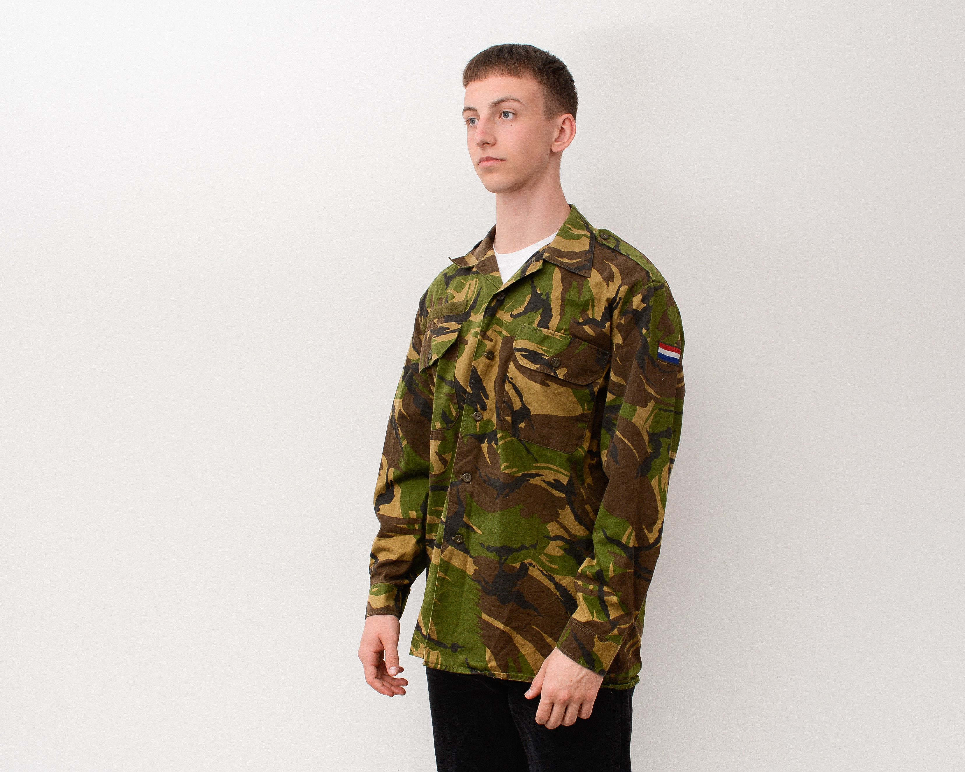 Vintage DUTCH ARMY Jacket Shirt Woodland Camo Netherlands Military ...