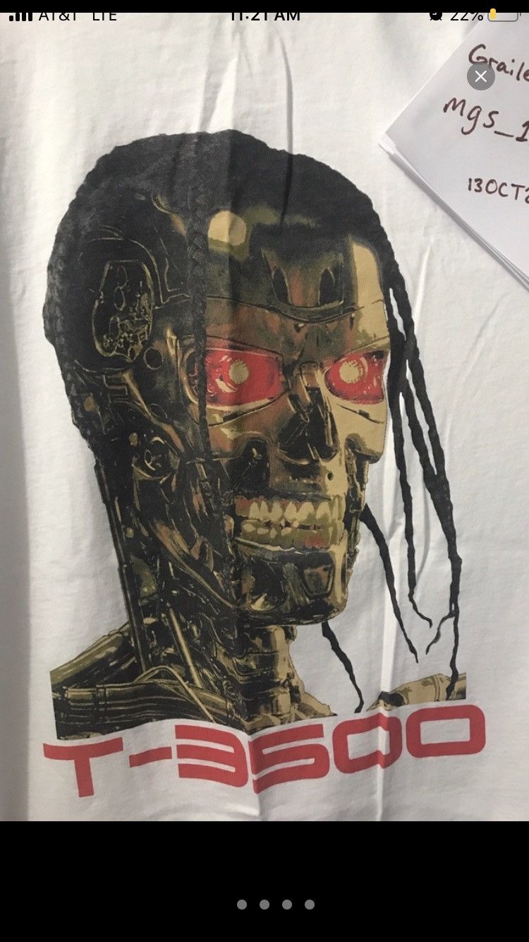 Travis Scott Travis Scott Fortnite T-3500 terminator white tee shirt L ...