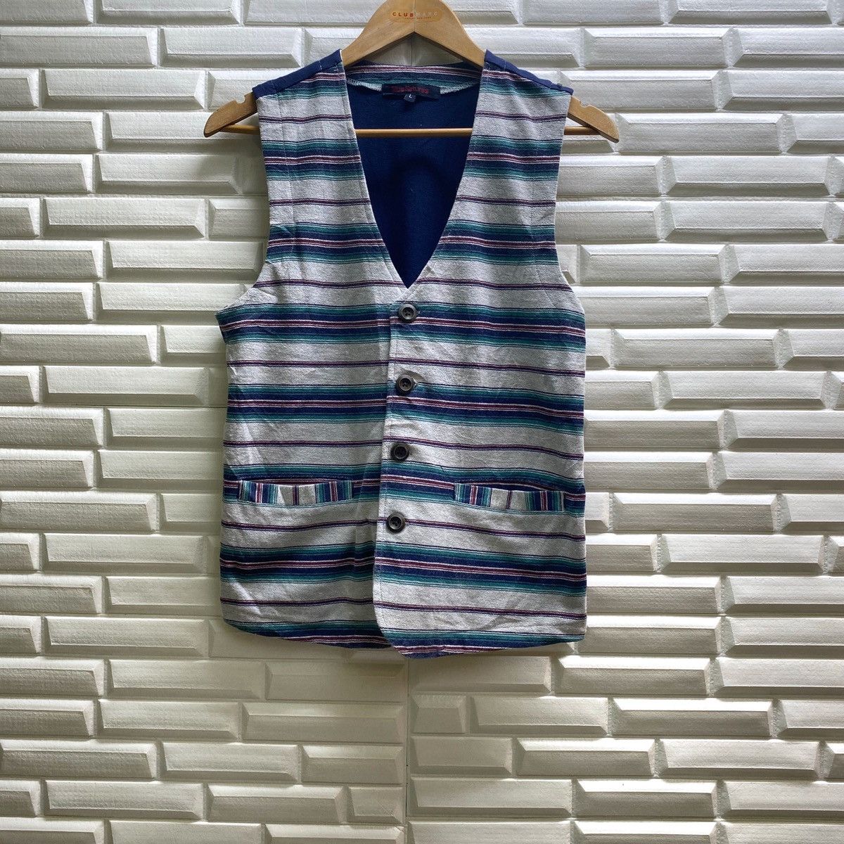 Native Blue Natures Japan Native Stiped Baja design tank top vest | Grailed